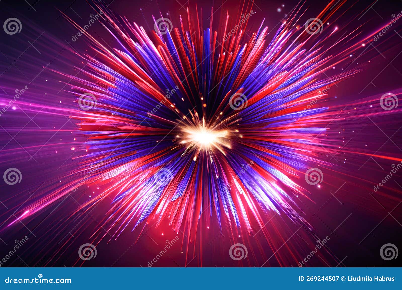 Close-up Explosion of Red and Blue Fireworks. Generative AI Stock Image ...
