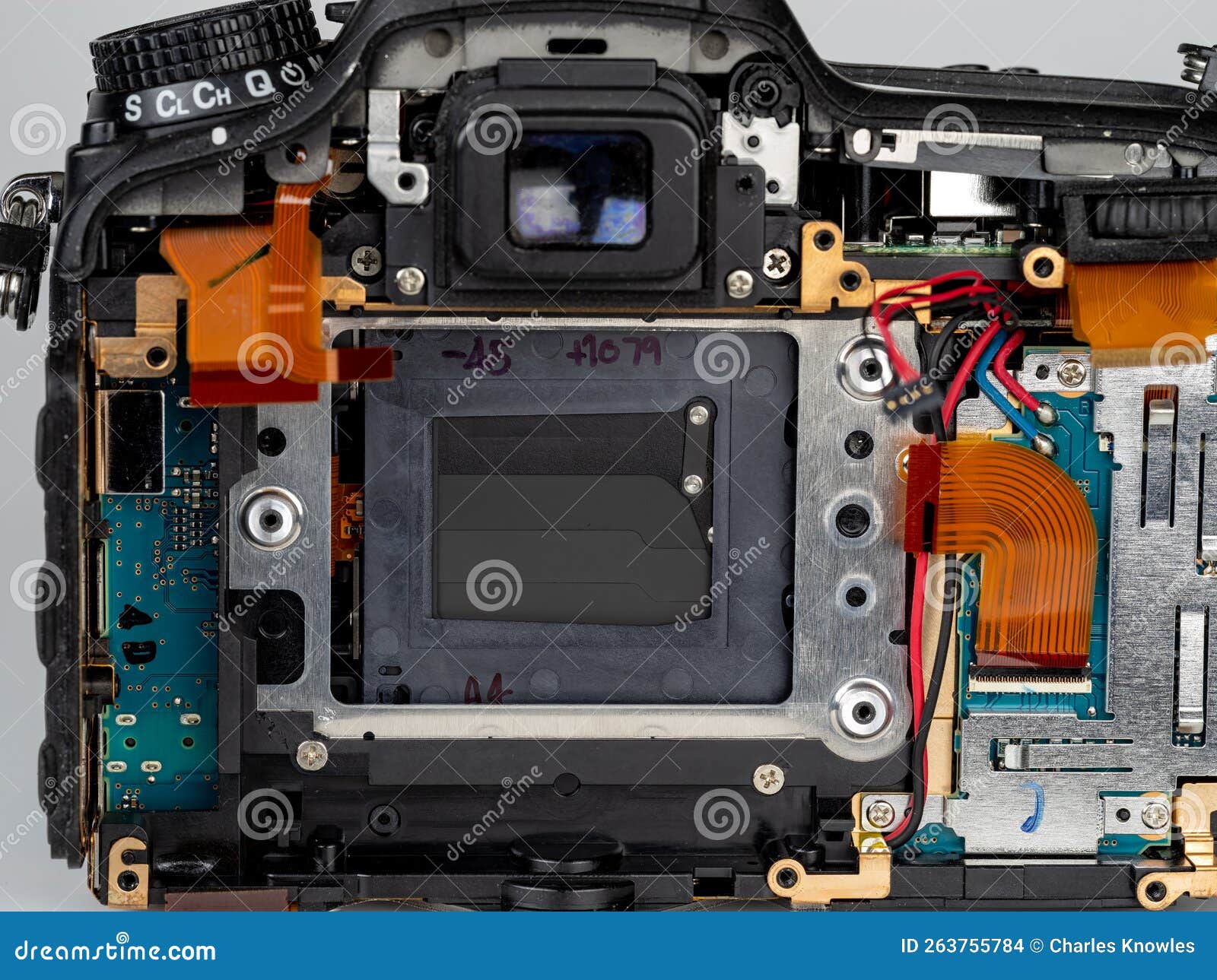 Close Up of an Exposed Camera Shutter from the Back Stock Photo - Image ...