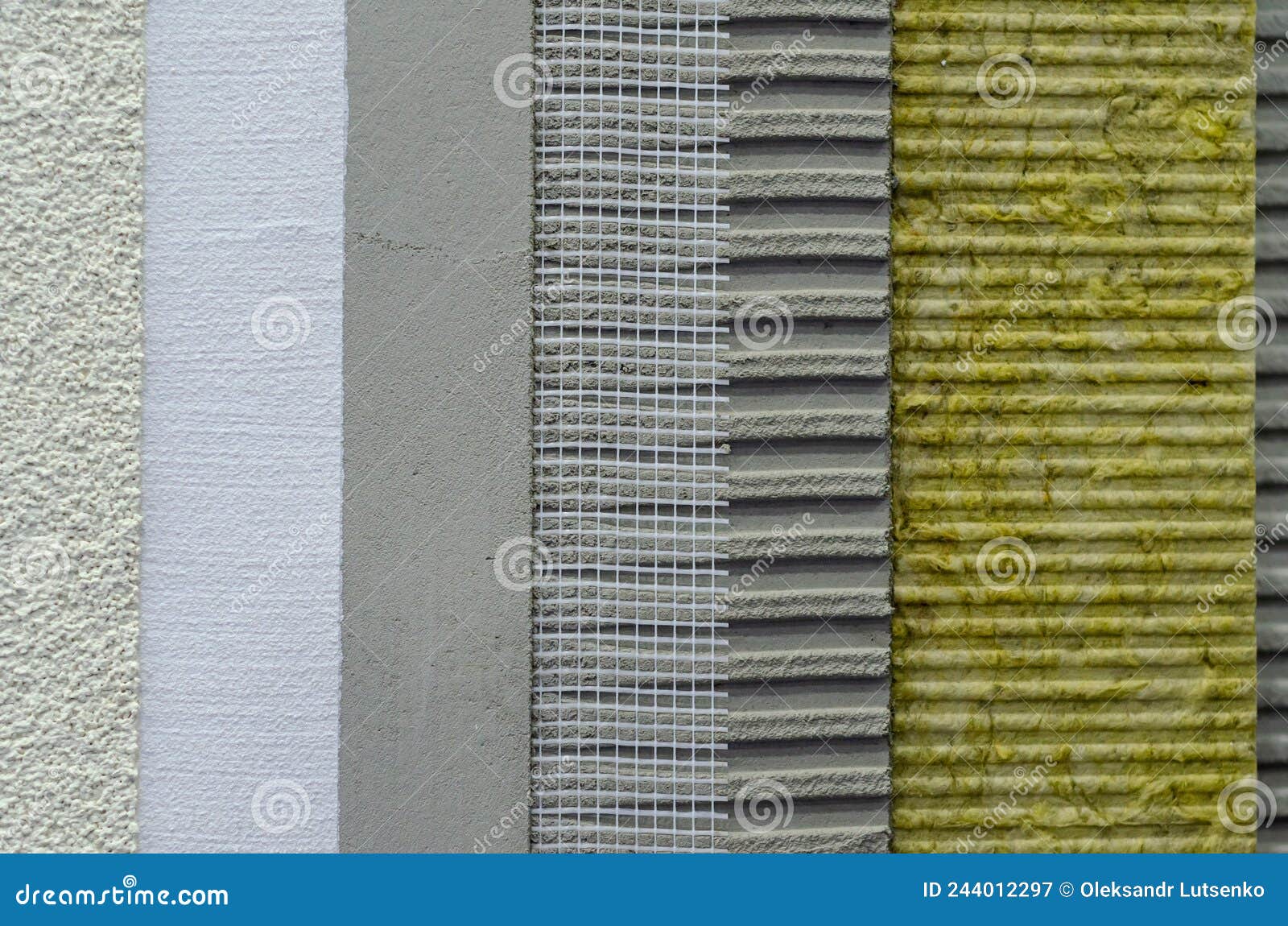 Close-up of External Wall Insulation Systems and Facade Cladding Stock ...