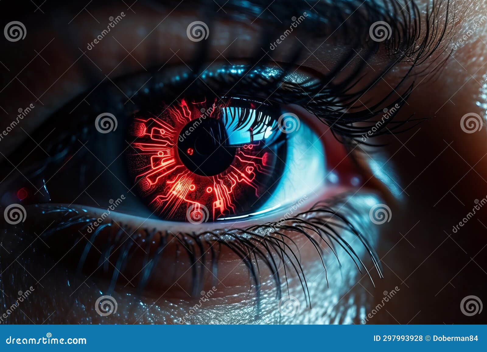 Close-up of an Eye with Artificial Intelligence in the Retina. Future ...