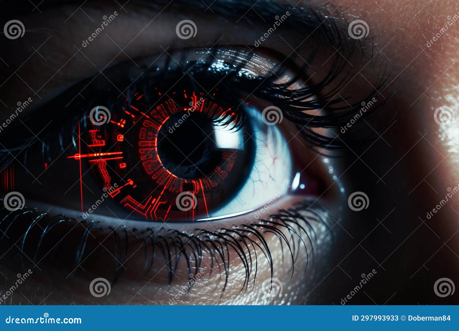 Close-up of an Eye with Artificial Intelligence in the Retina. Future ...