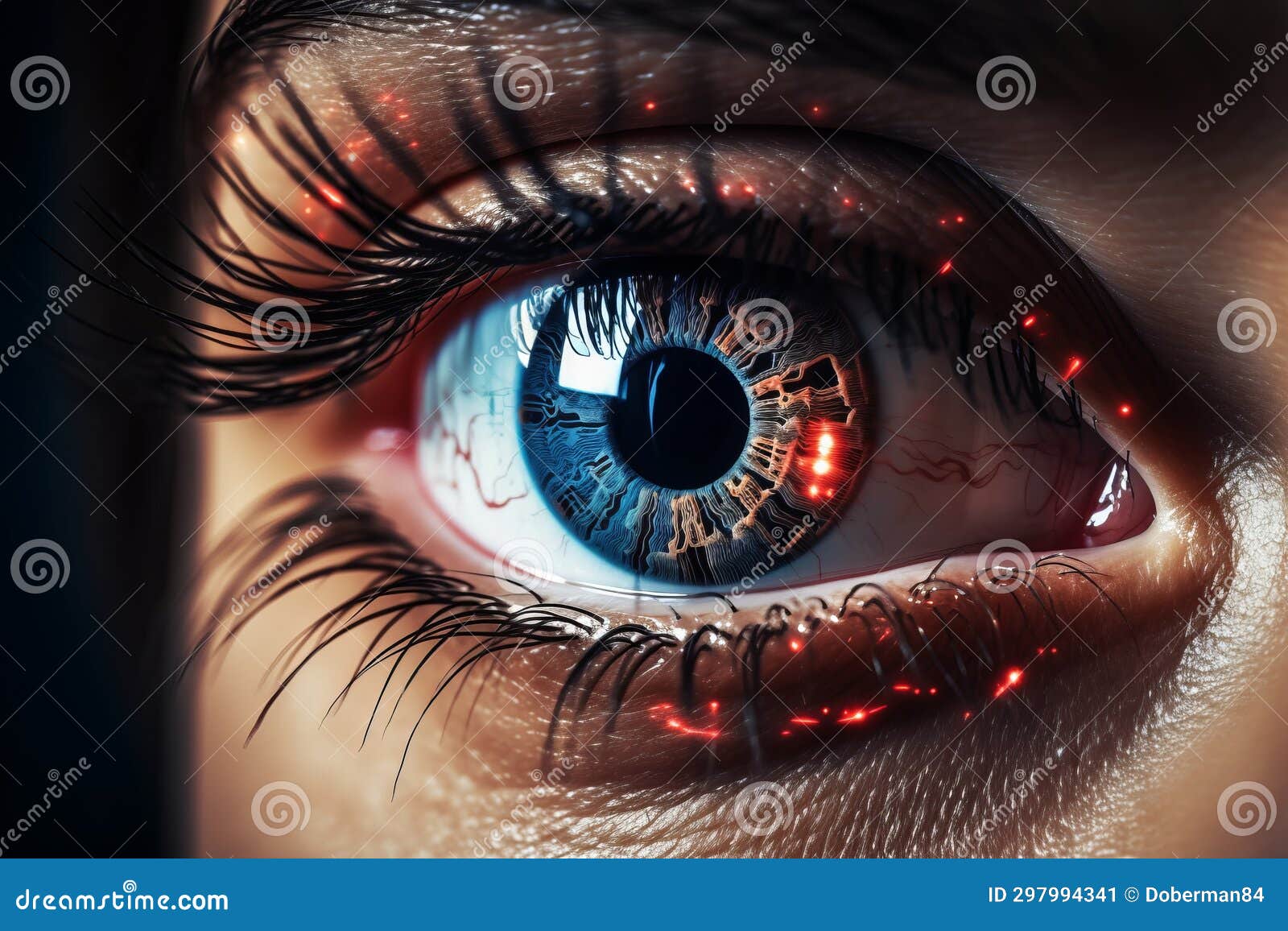 Close-up of an Eye with Artificial Intelligence in the Retina. Future ...