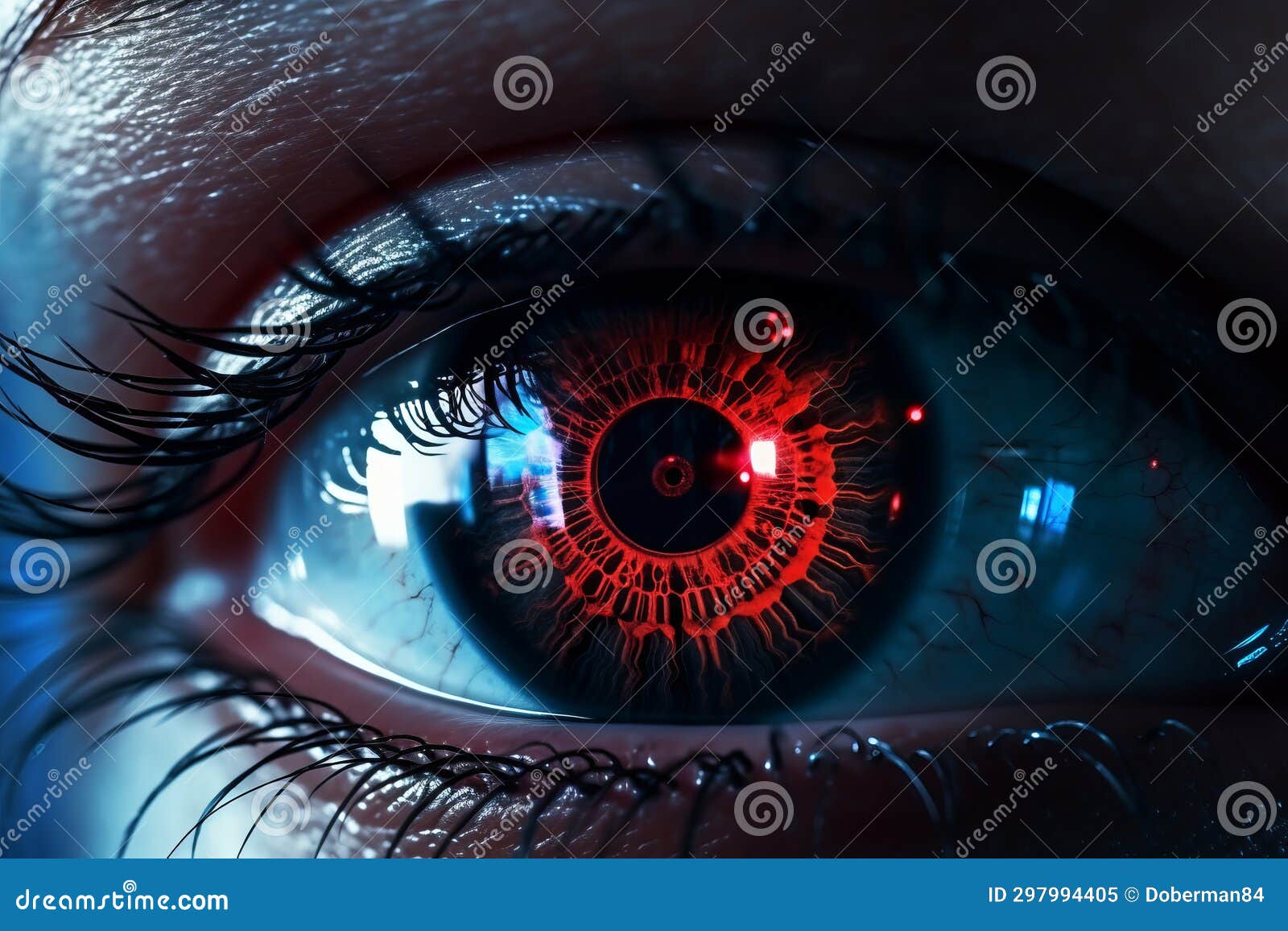 Close-up of an Eye with Artificial Intelligence in the Retina. Future ...