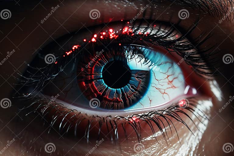 Close-up of an Eye with an Artificial Retina. Future Technologies for ...