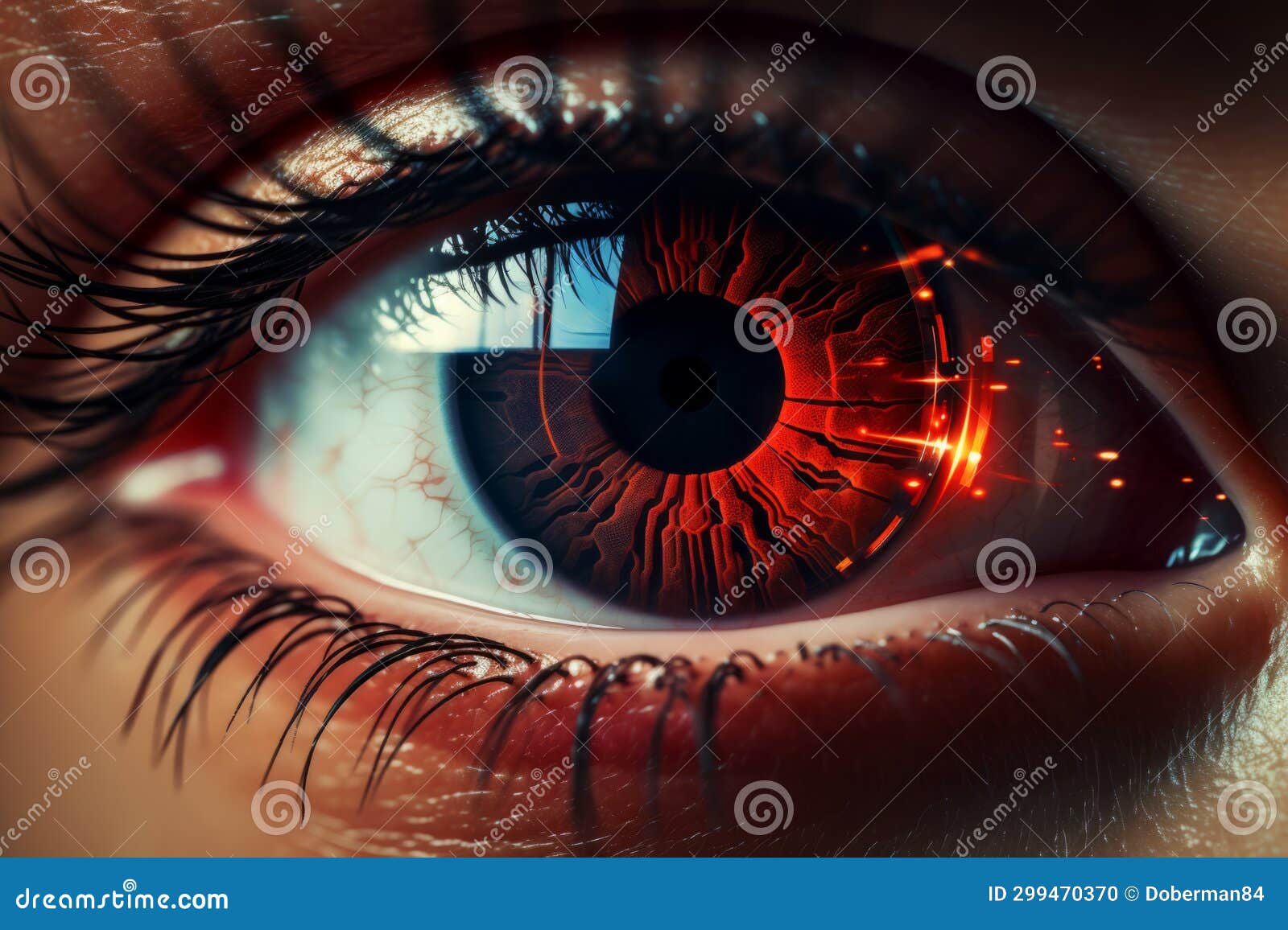 Close-up of an Eye with an Artificial Retina. Future Technologies for ...