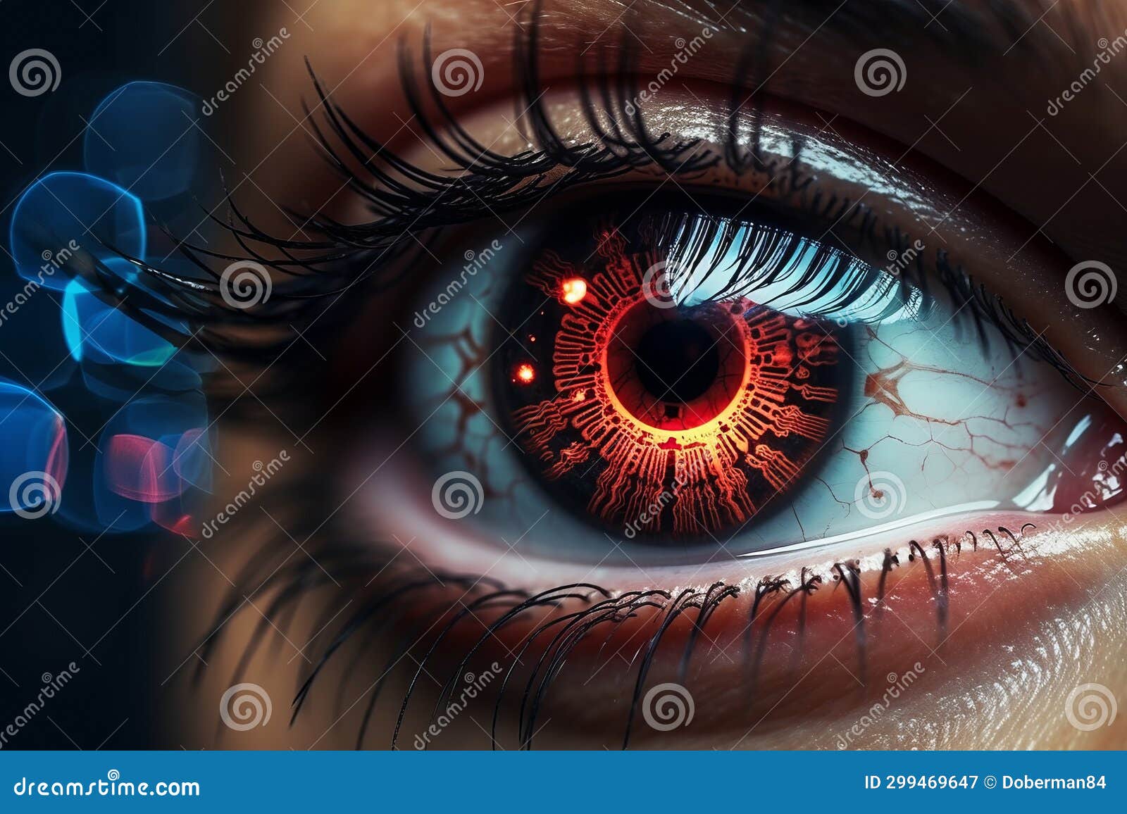 Close-up of an Eye with an Artificial Retina. Future Technologies for ...