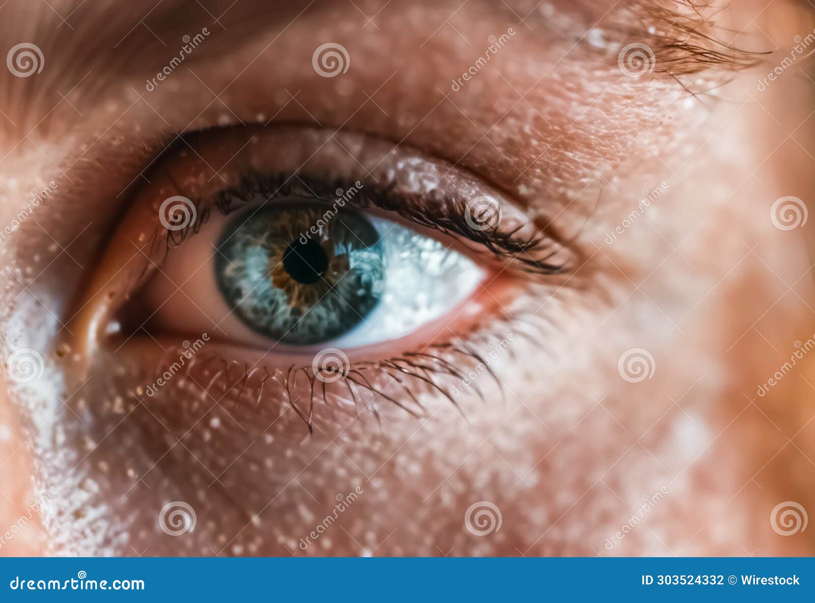 A Close - Up of an Eye with Blue Reflection on it Stock Photo - Image ...
