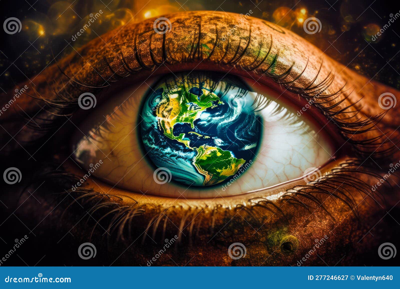 Close Up of Eye with the Earth in it S Iris. Generative AI Stock ...