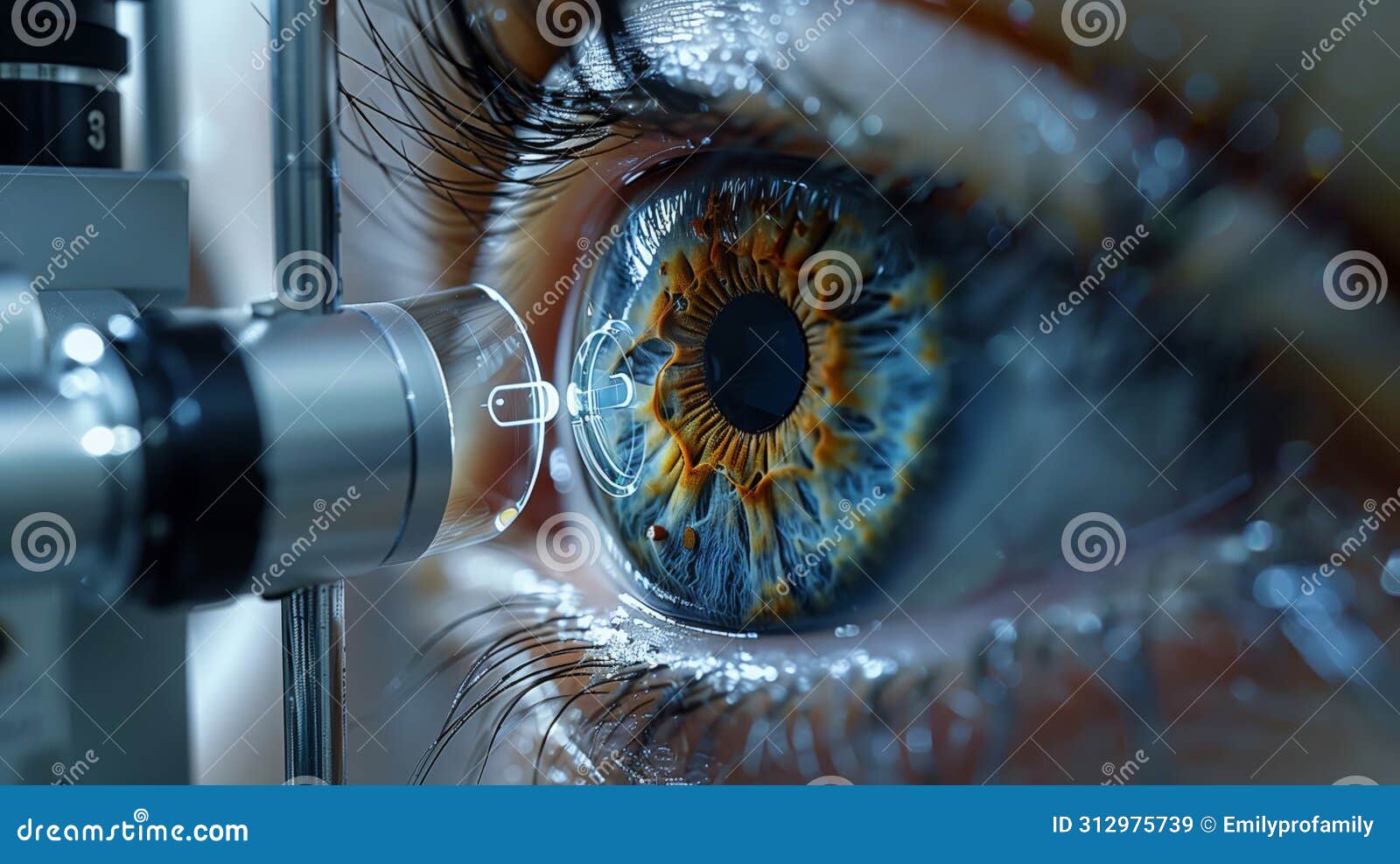 Human Eye Examining Microchip Implant through Microscope Stock Image ...