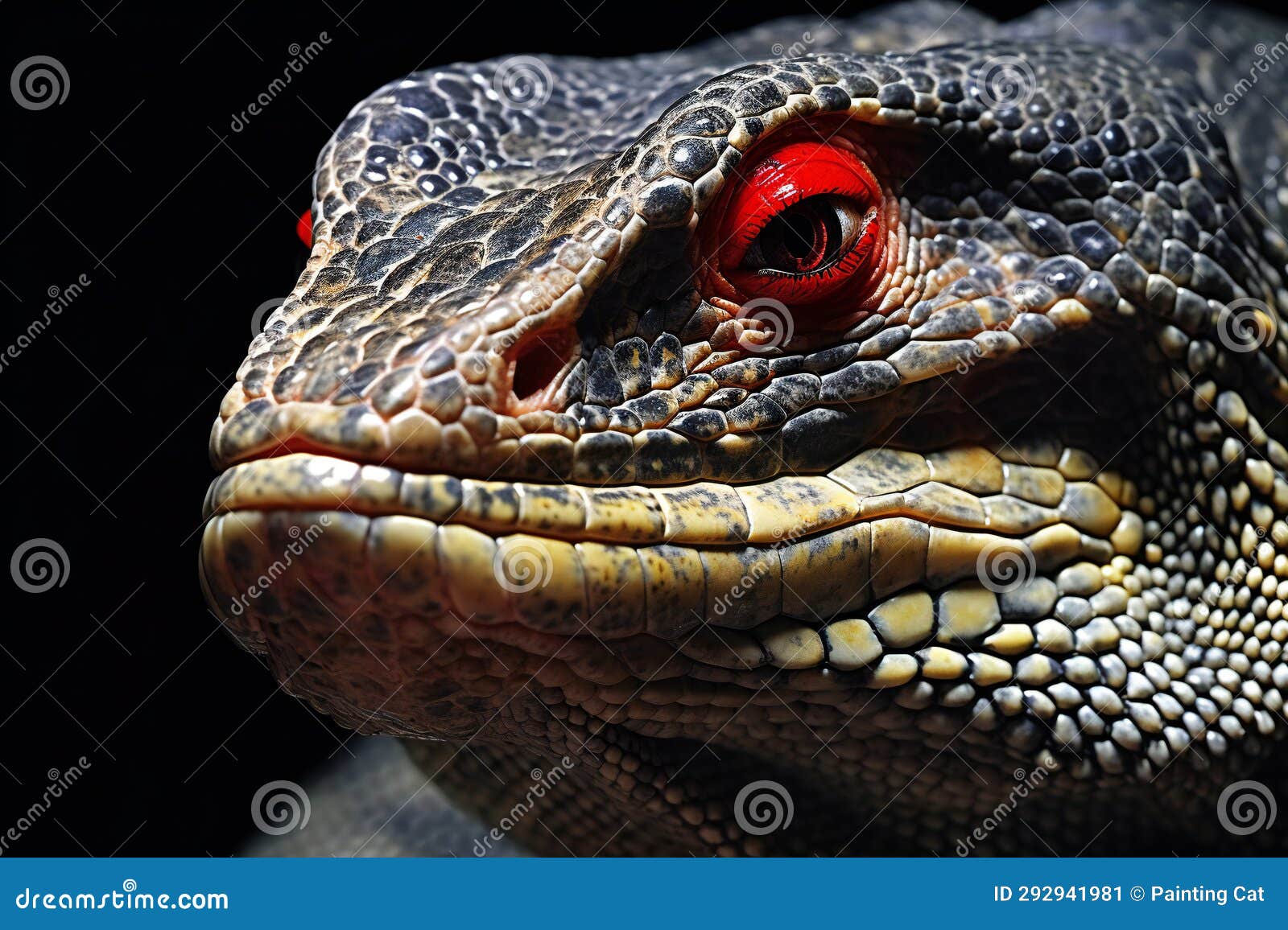 Close-up of the Eye of a Lizard with Red Eyes Stock Illustration ...