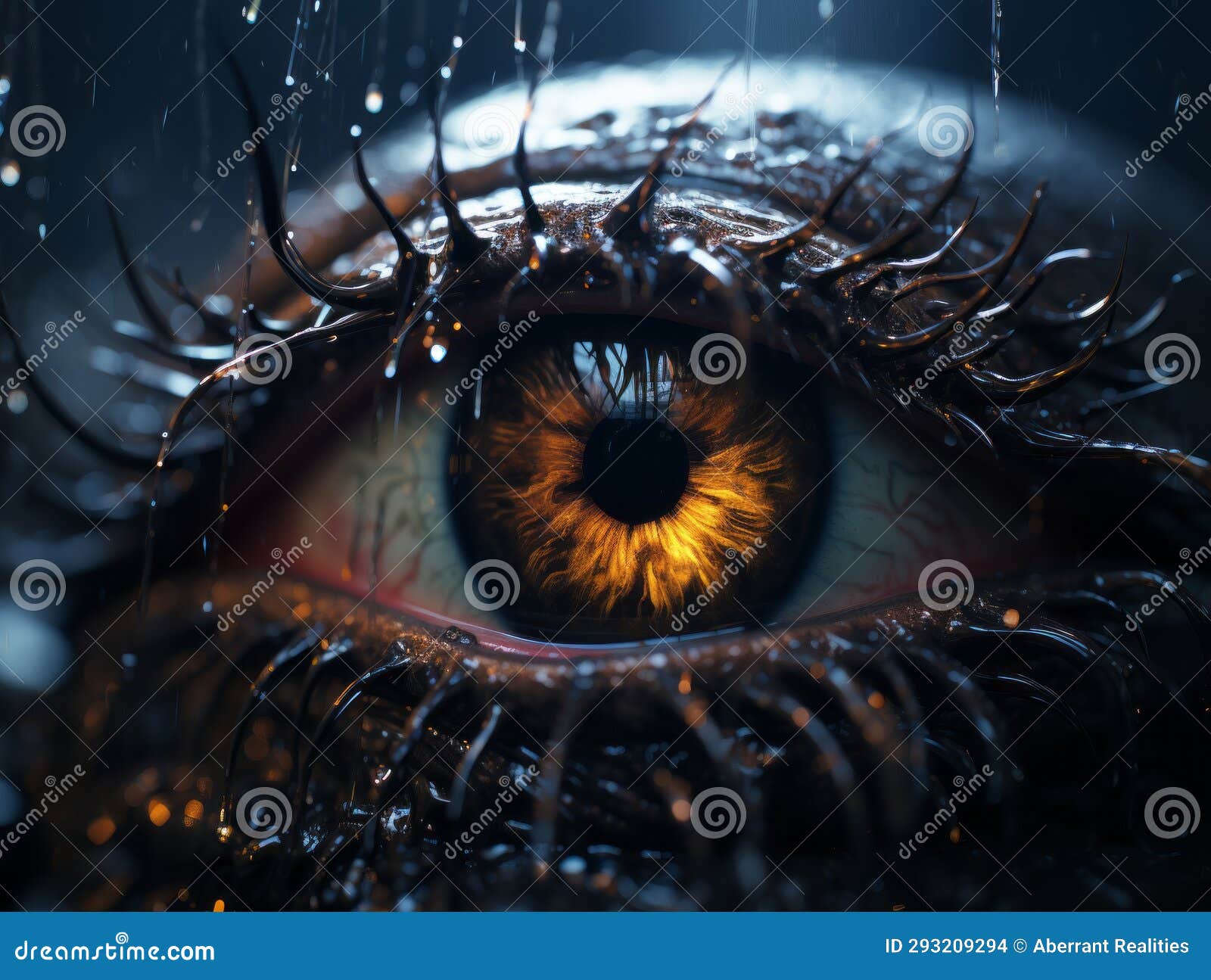 A Close Up of an Eye with Rain Drops on it Stock Illustration ...