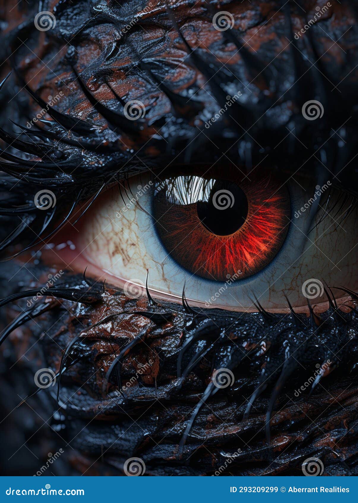 A Close Up of an Eye with Red Iris Stock Illustration - Illustration of ...