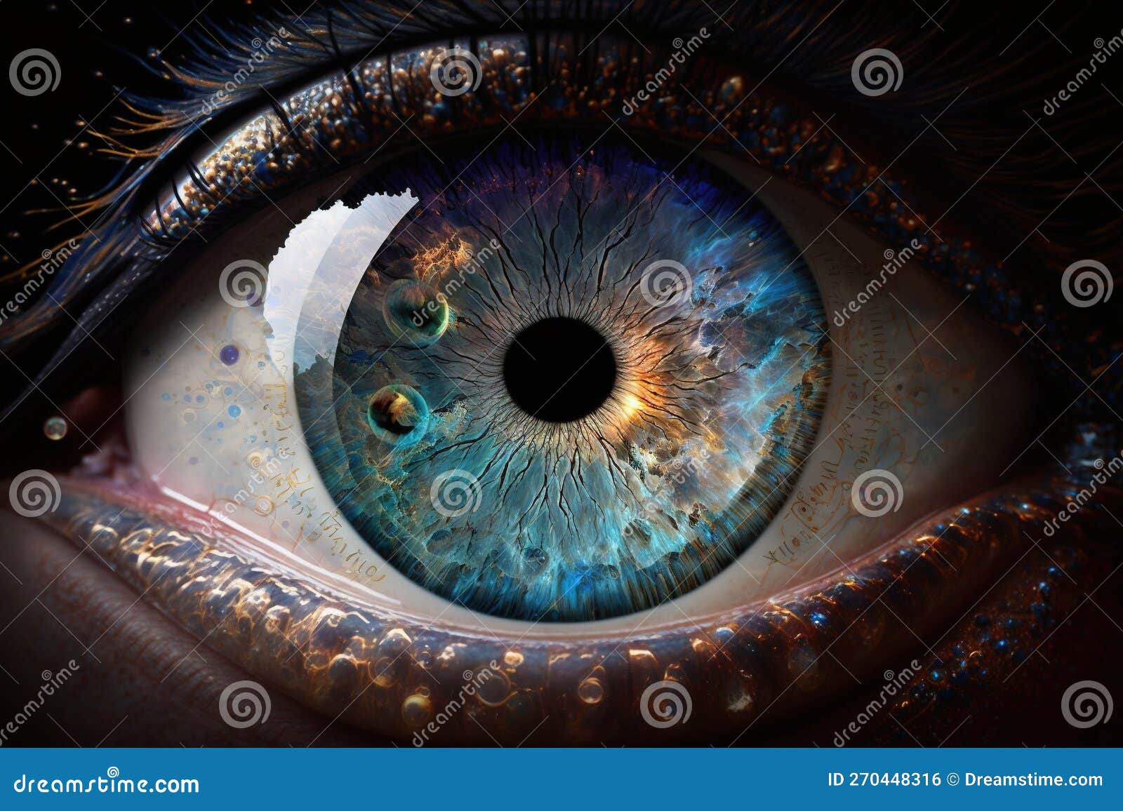 A Close Up of an Eye with a Reflection in it. Generative Ai Stock ...