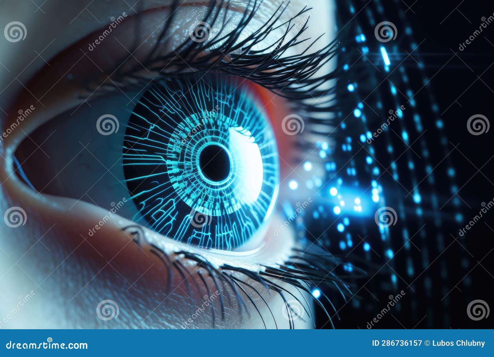 Close Up of the Eye and Robotic Iris. New Technologies and Futuristic ...