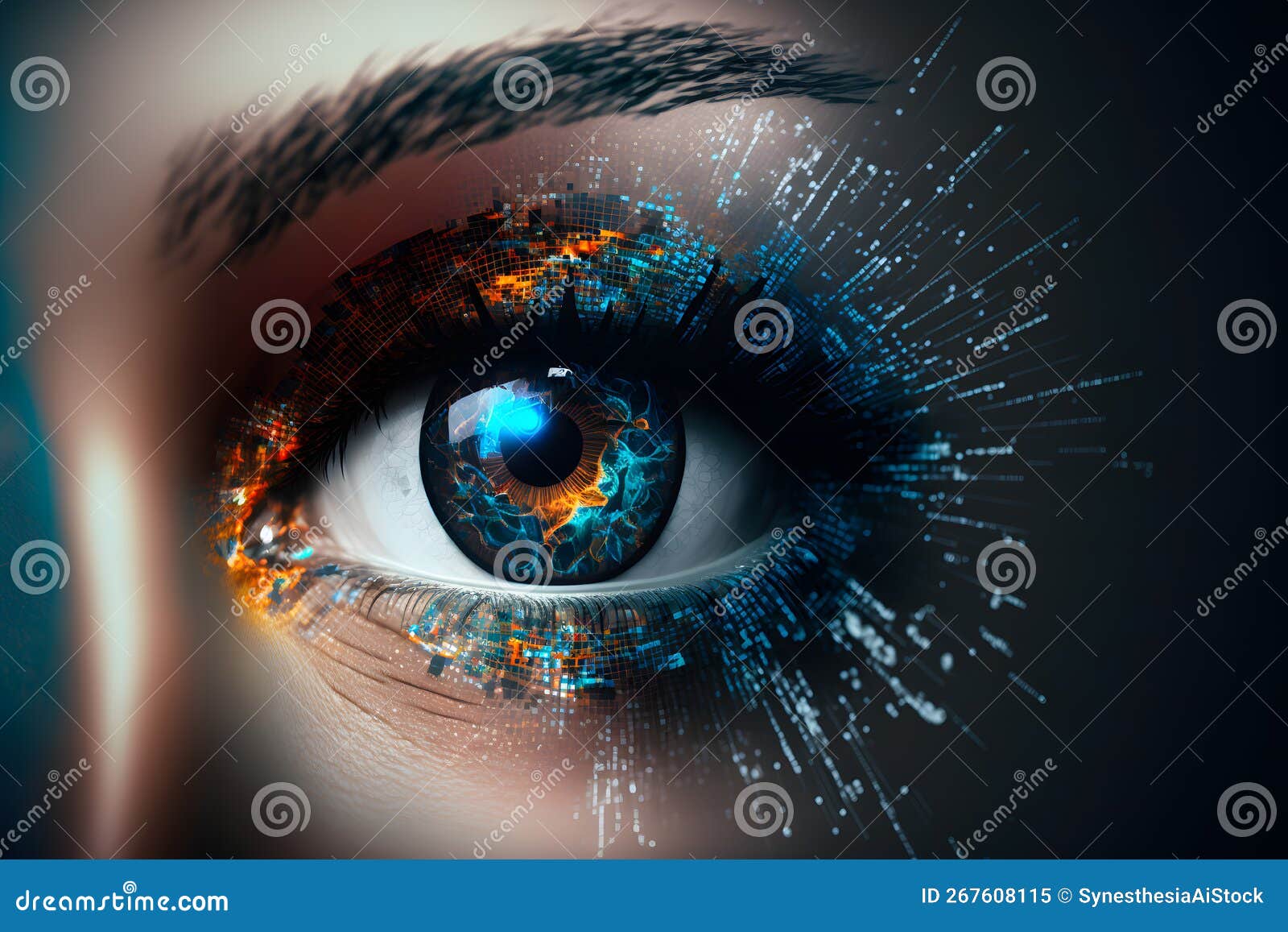 Close Up on Eye Scan Technology. Digital Information Data Eye Sight ...