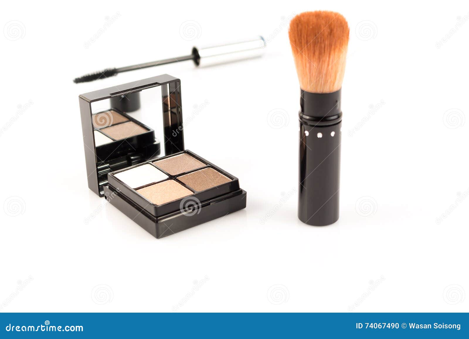 Close Up Eye Shadow with Cheek Brush on White Stock Photo - Image of ...