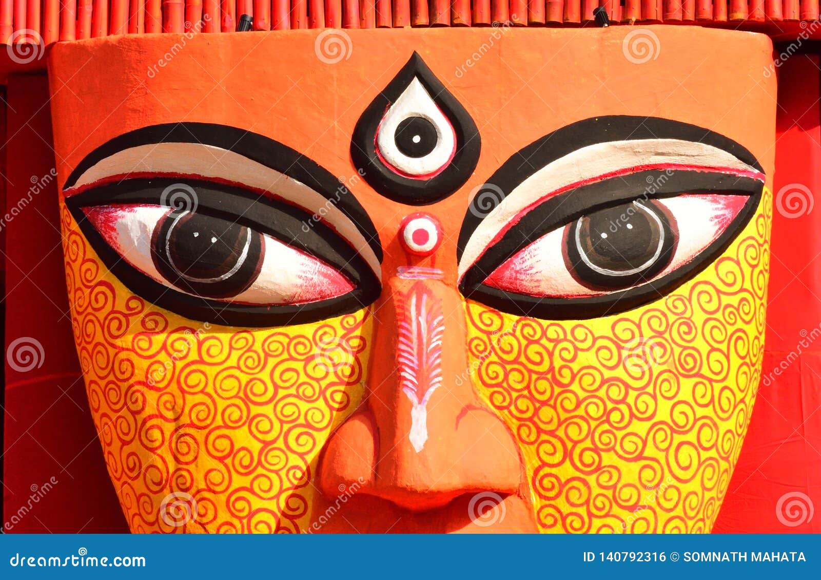 Close Up of the Eyes of an Idol of Hindu Goddess Durga Stock Photo ...