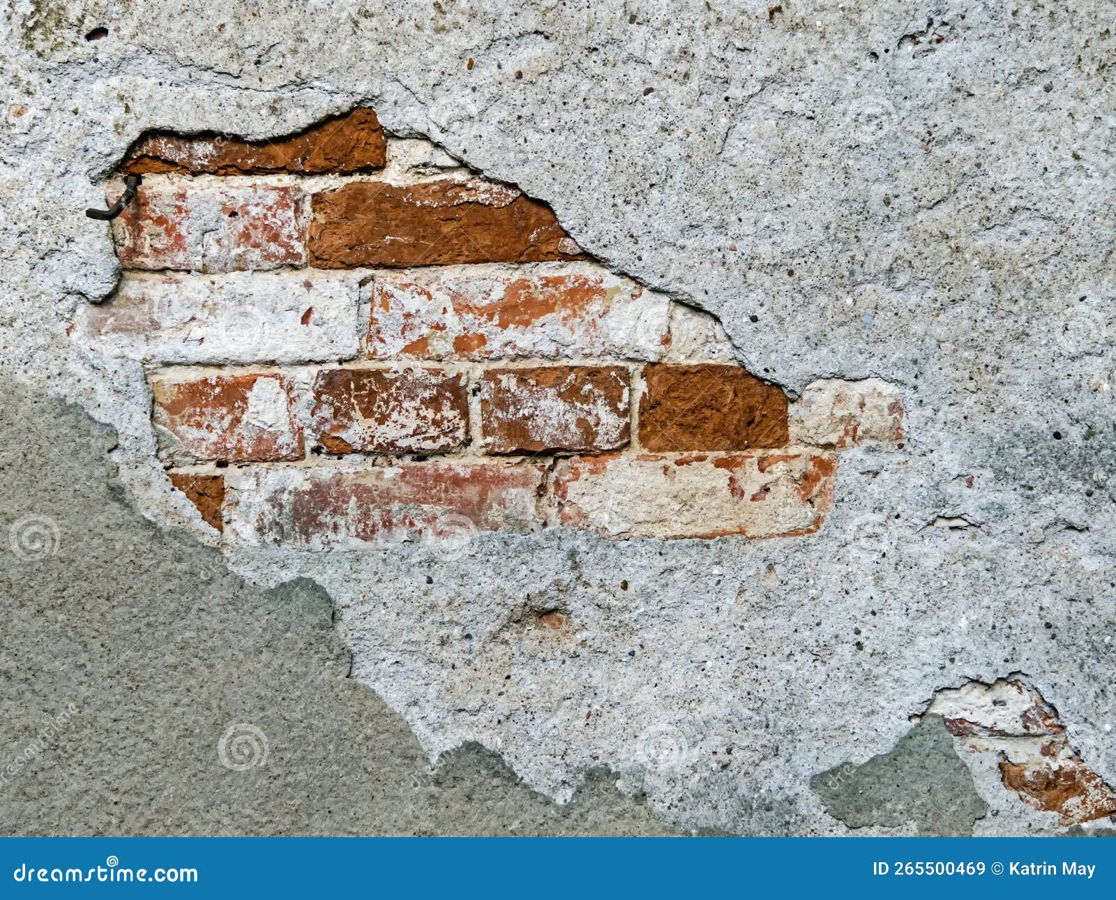 Close-up of Facade with Peeling Plaster on Brick As Background Stock ...