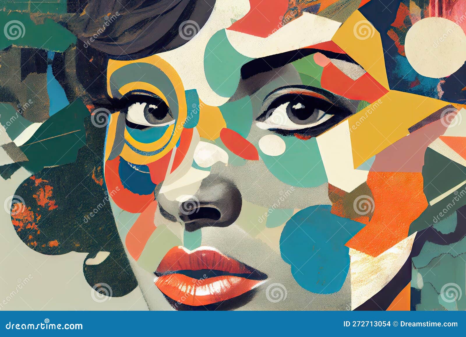 Close-up of Face Collage with Quirky Patterns, Shapes, and Colors Stock ...
