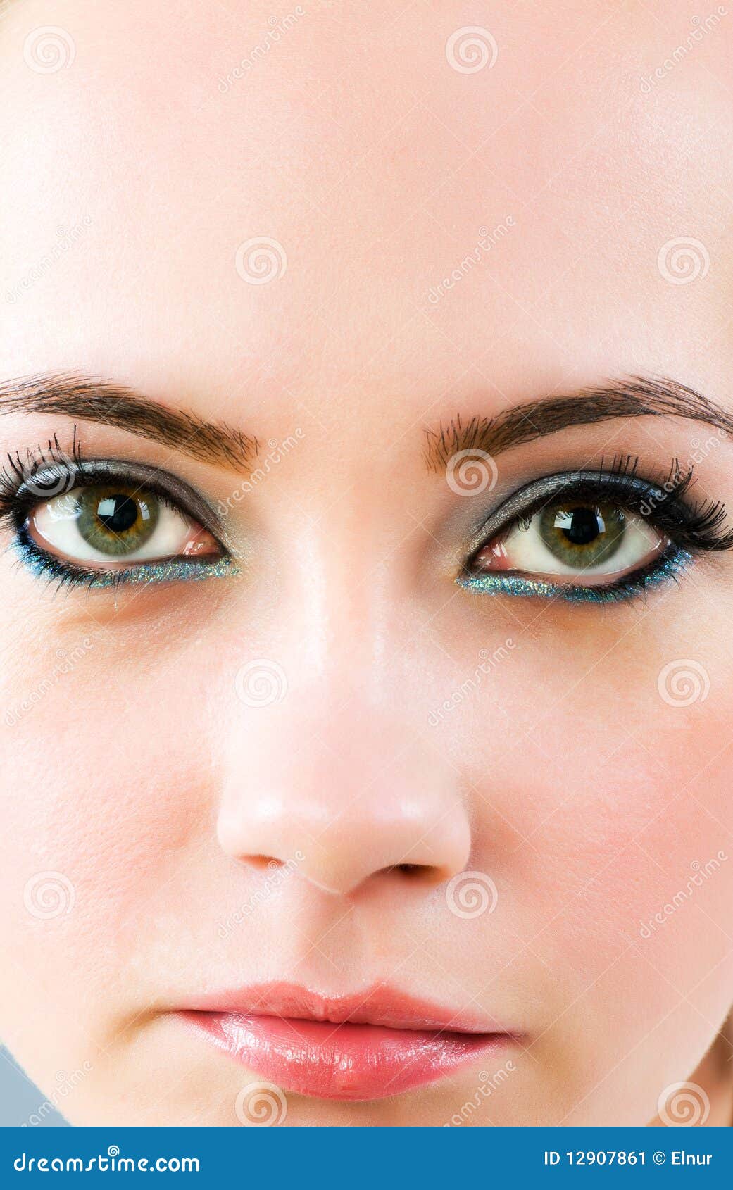 Close Up of Face with Makeup Stock Image - Image of fashion, eyebrow ...
