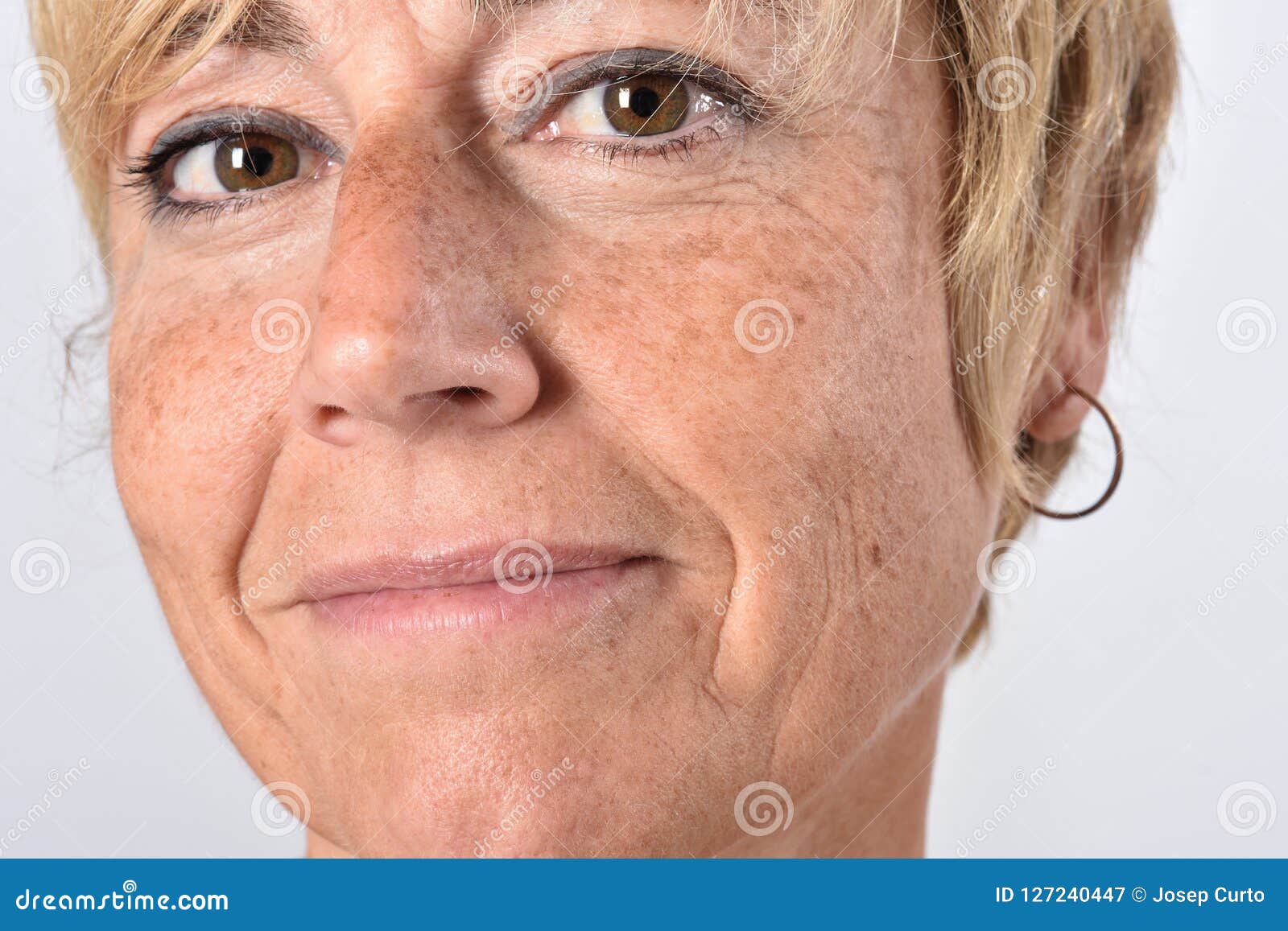 Close-up of the Face of a Middle-aged Woman Stock Image - Image of ...