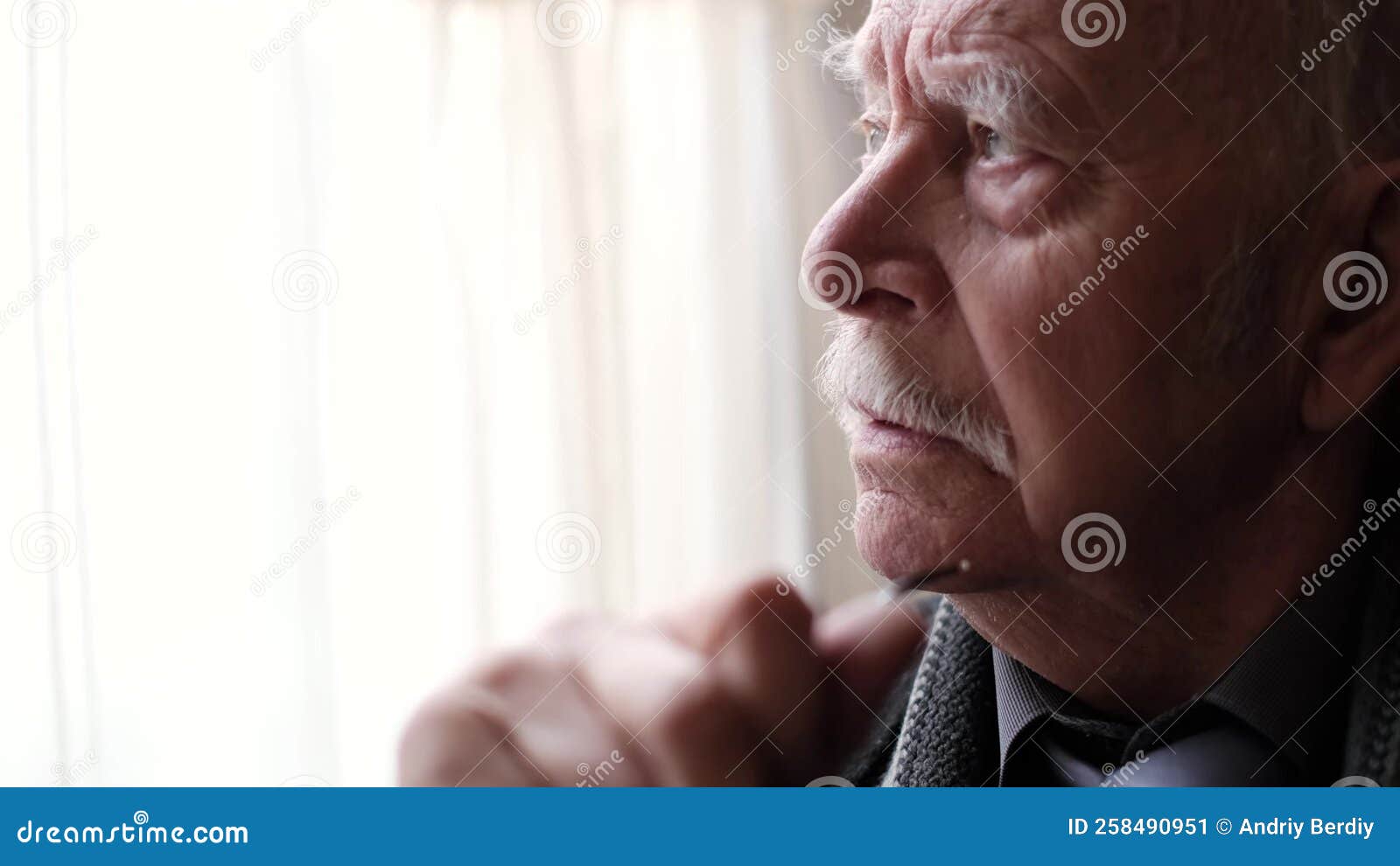 Close-up Face of an Old Man Looking Out the Window. Stock Image - Image ...