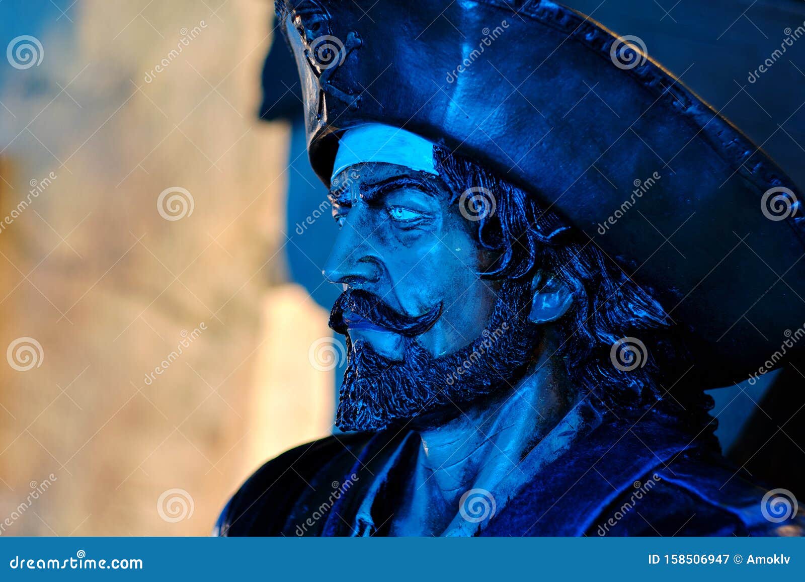 Close Up Face of Pirate Sculpture Stock Image - Image of copy, male ...