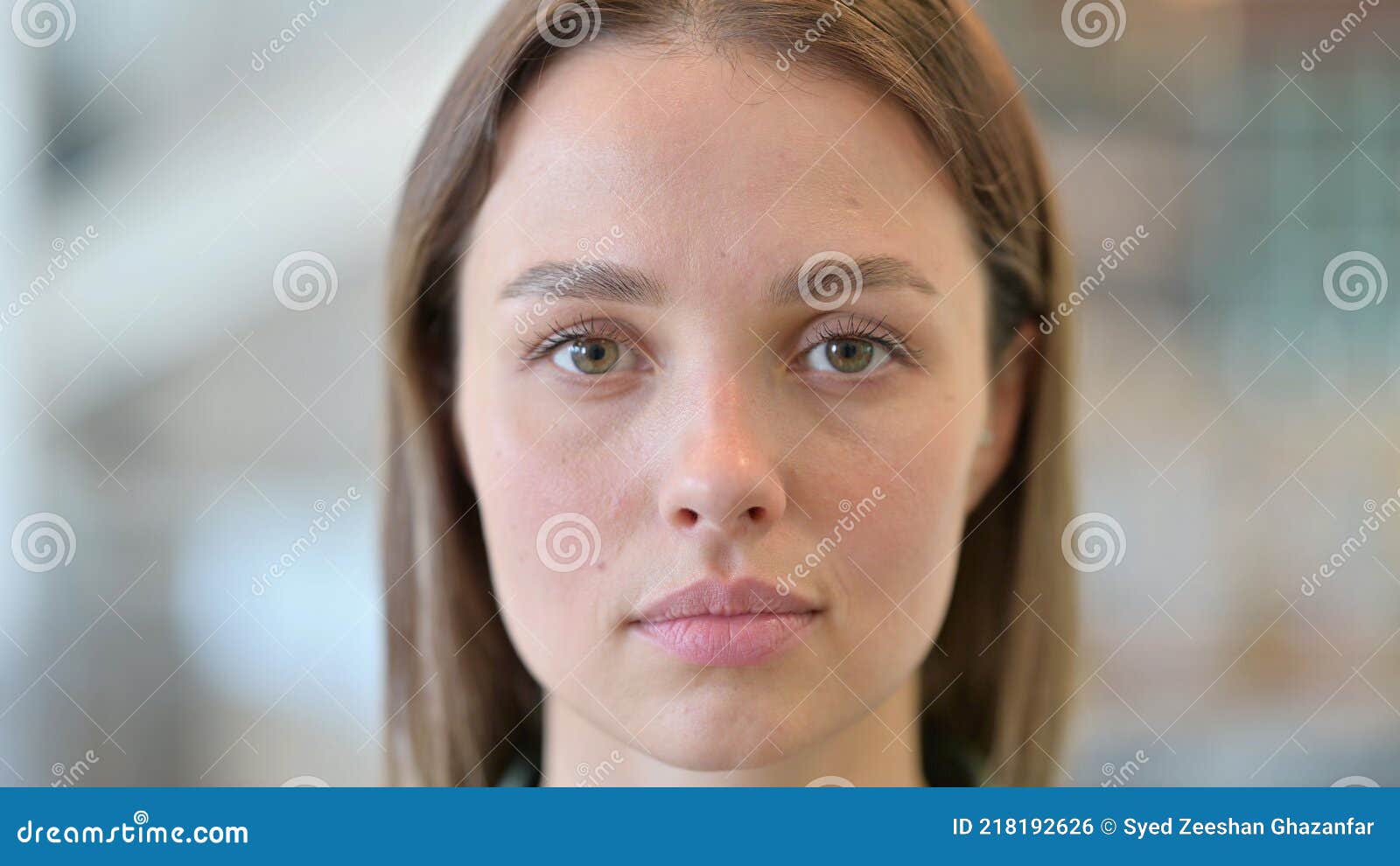 Close Up of Face of Serious Young Woman Looking at the Camera Stock ...