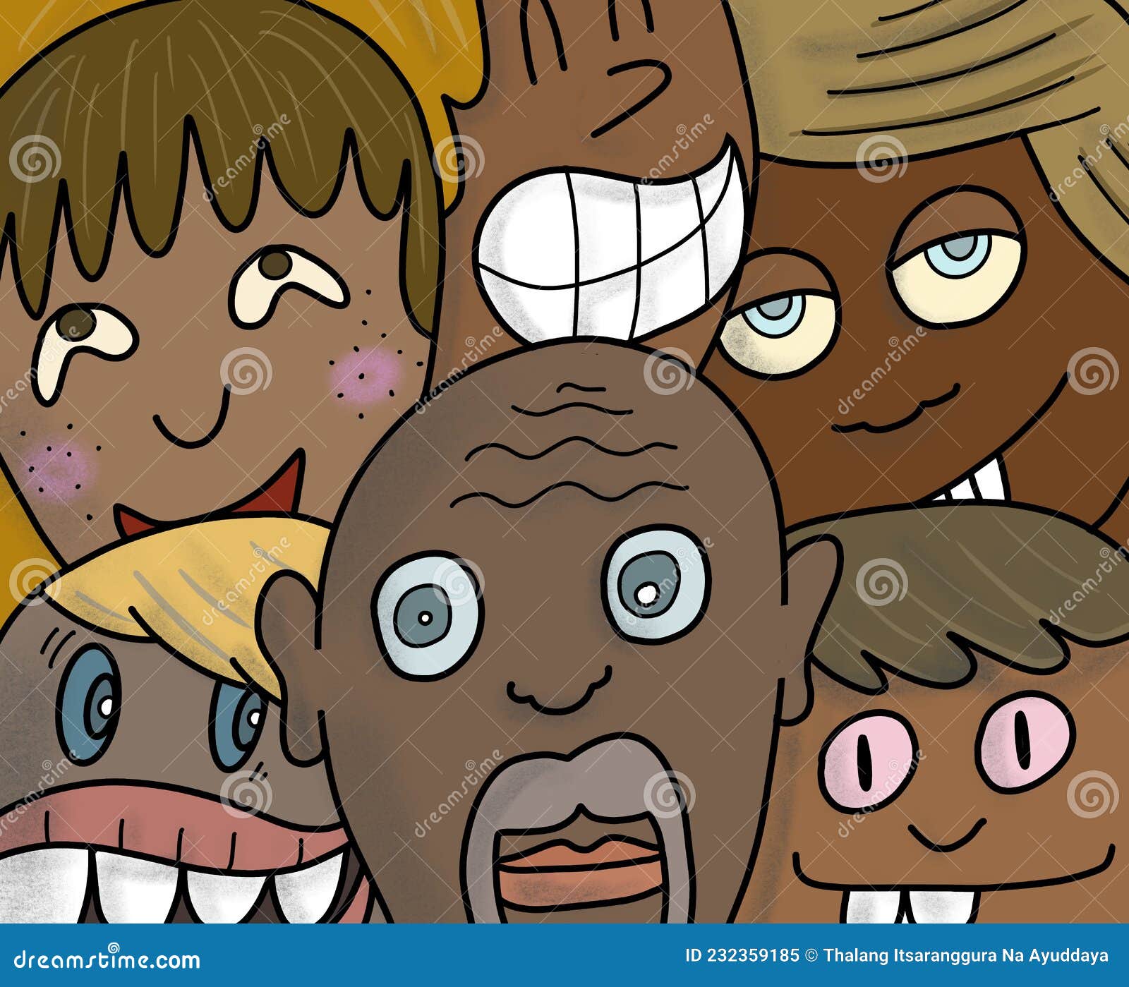 Close Up Faces of Many People..doodle Illustration Stock Illustration ...