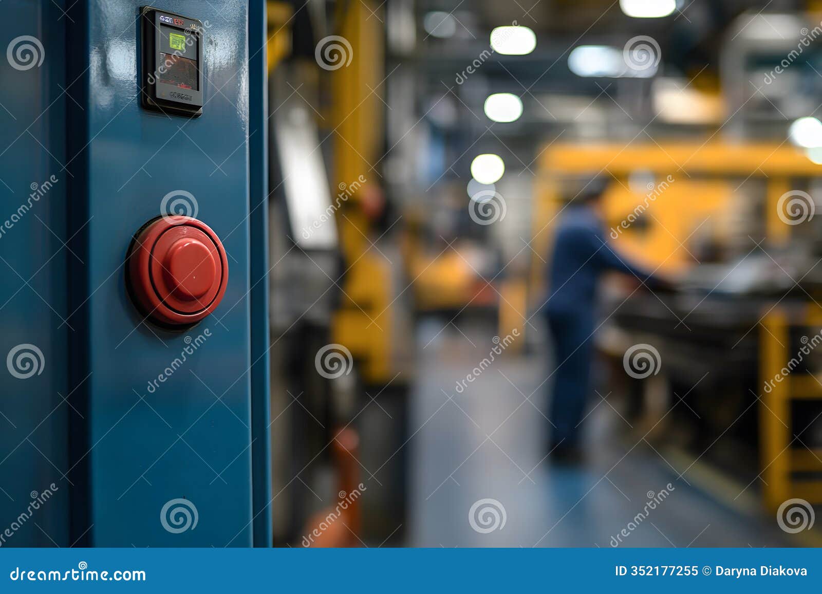 Close-Up of a Factory Worker with Safety Stop Button Stock Image ...