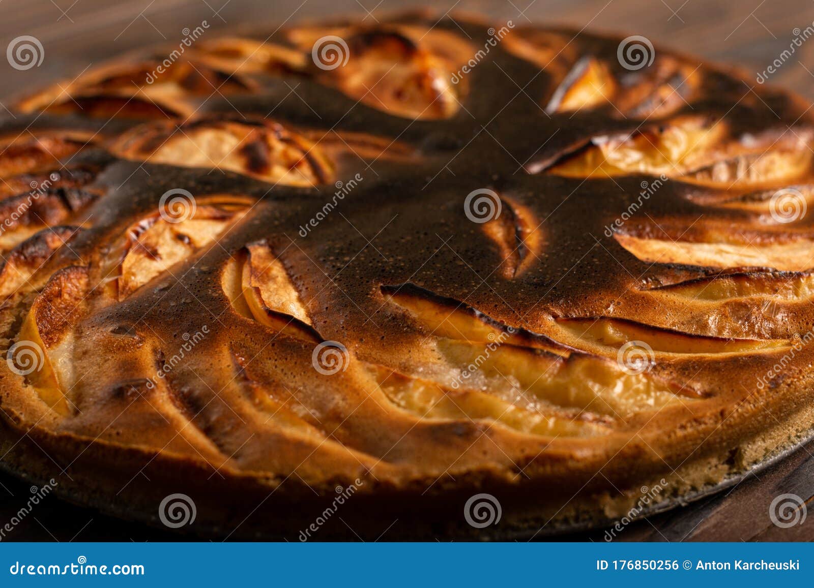 Close-up Failed Apple Pie. Burnt on Top and the Dough Did Not Rise ...