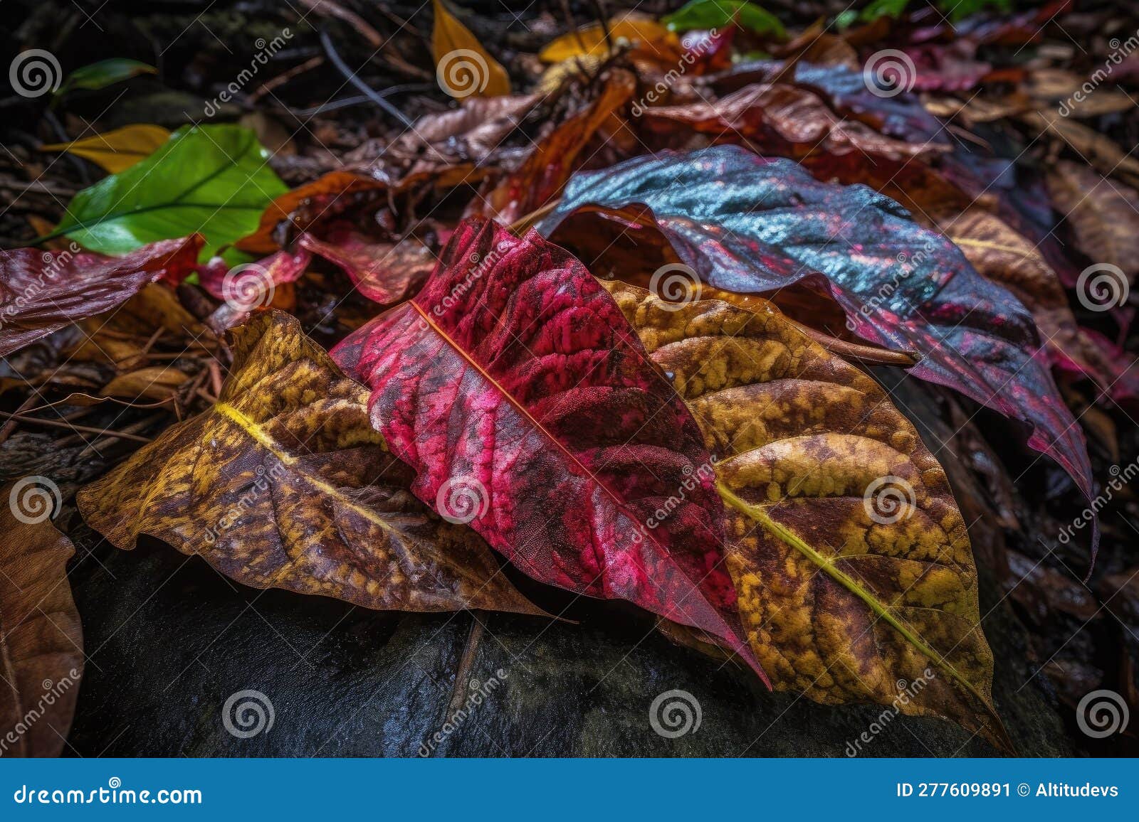 Close-up of Fallen Leaves with Vibrant Colors and Textures Stock Image ...