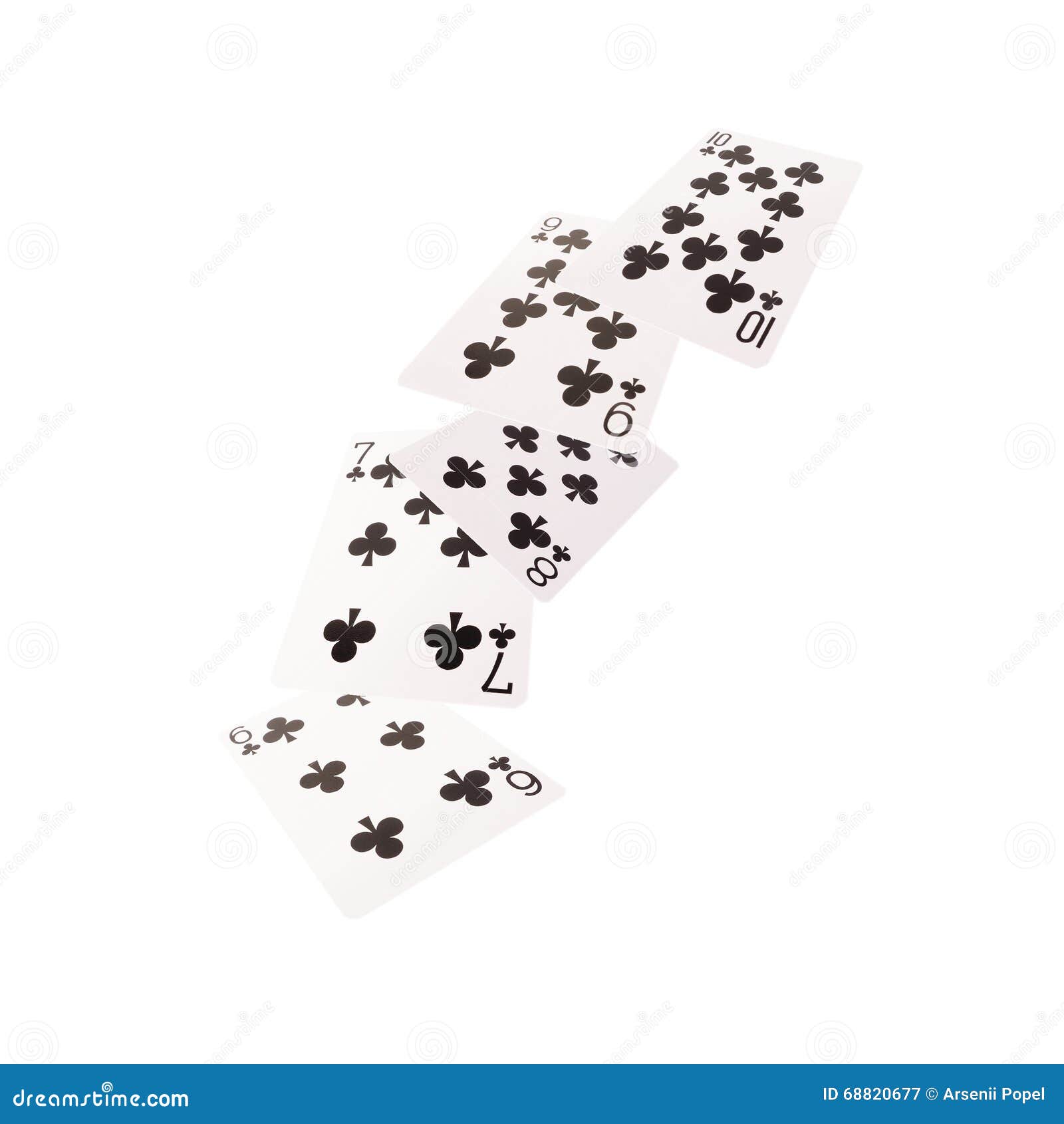 Close Up of Falling Playing Cards. Straight Flush Stock Image - Image ...