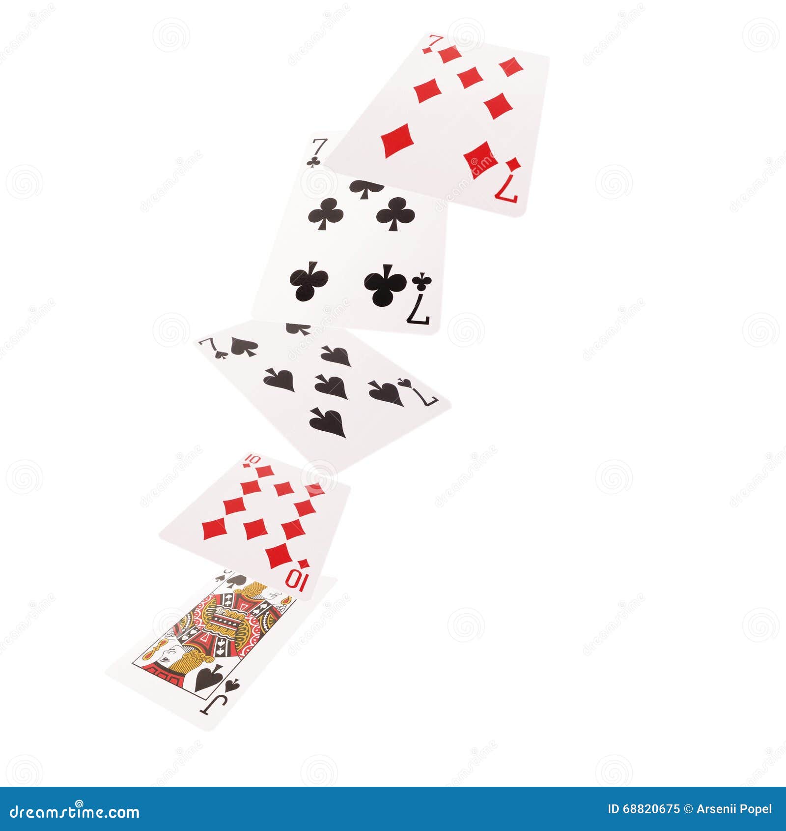Close Up of Falling Playing Cards. Three of Kind Stock Image - Image of ...