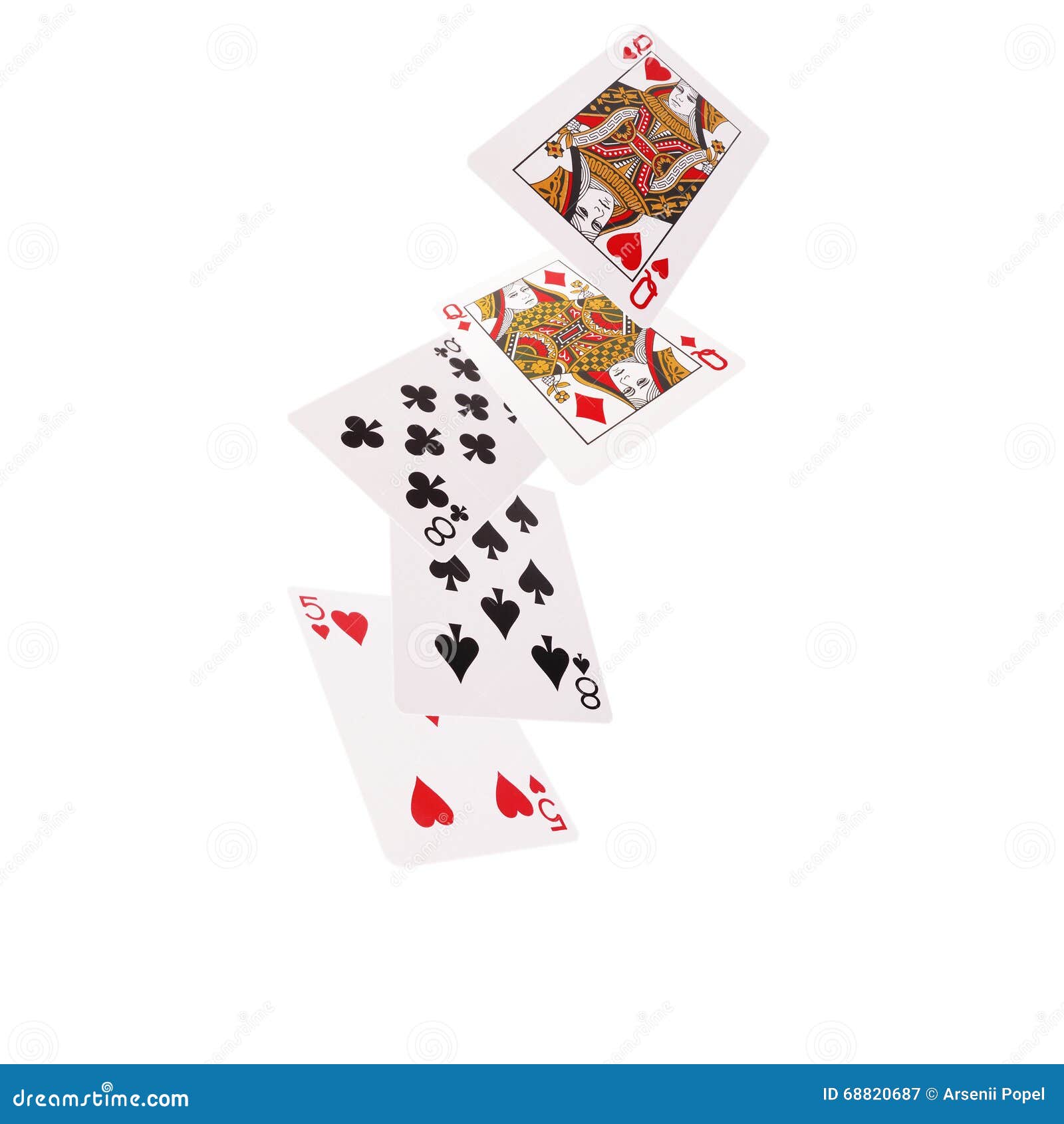 Close Up of Falling Playing Cards. Two Pair Stock Image - Image of card ...
