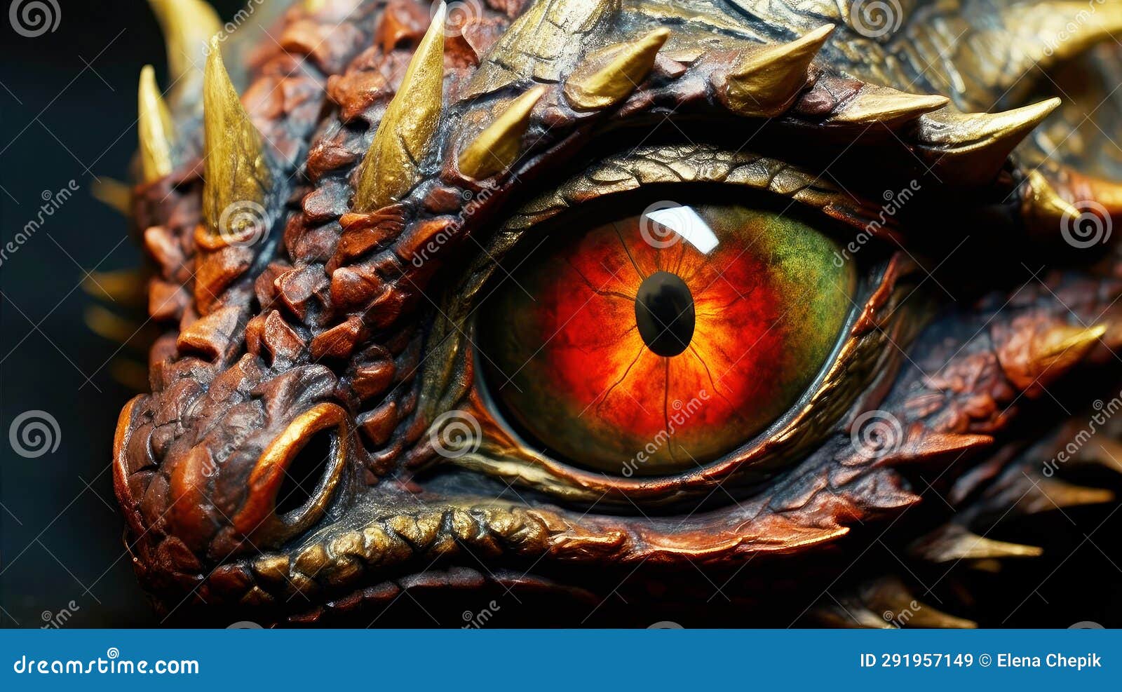 Close-up of Fantasy Dragon Eye. Mythological Evil. Dangerous Creature ...