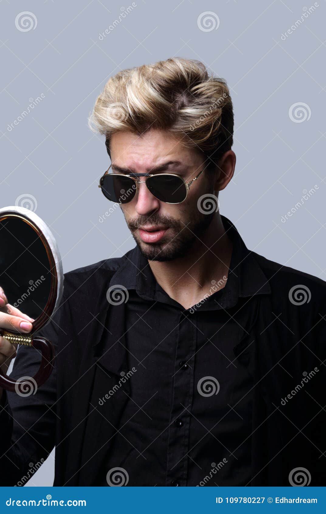 Close Up Portrait Of Handsome Stylish Man In Sunglasses Stock Image