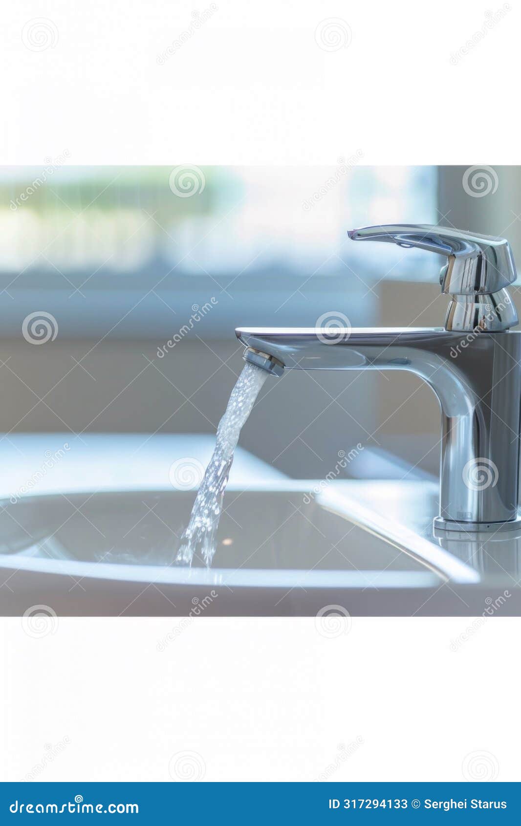 A Close Up Of A Faucet Running Water From The Sink Ai Stock Image