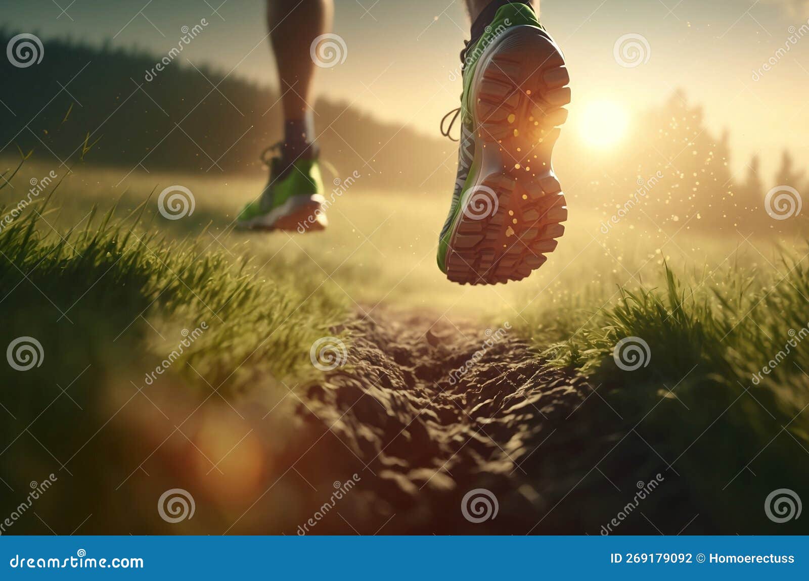 Close Up Feet of Runner Running Toward Forest AI Generated Stock ...