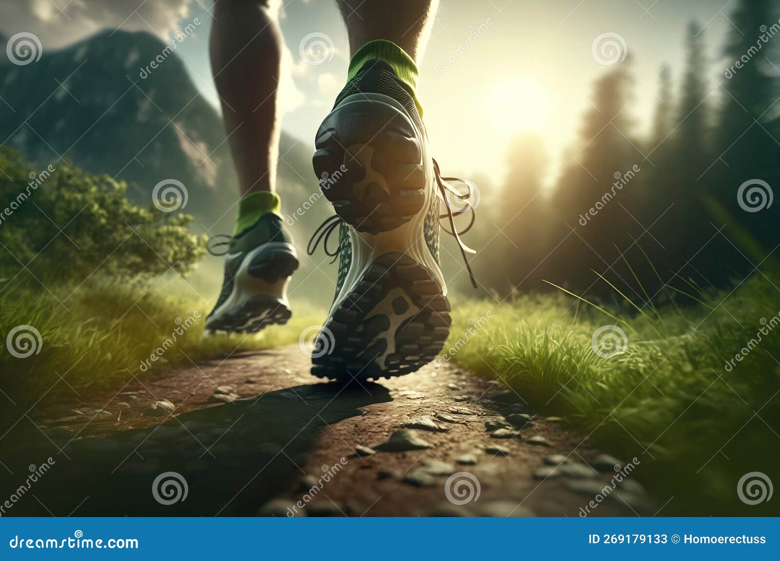 Close Up Feet of Runner Running Toward Forest AI Generated Stock ...