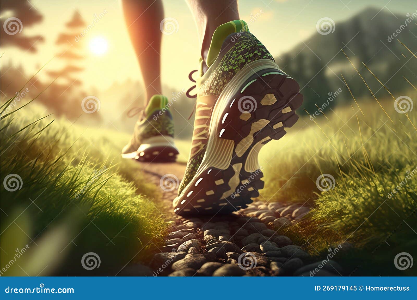 Close Up Feet of Runner Running Toward Forest AI Generated Stock ...