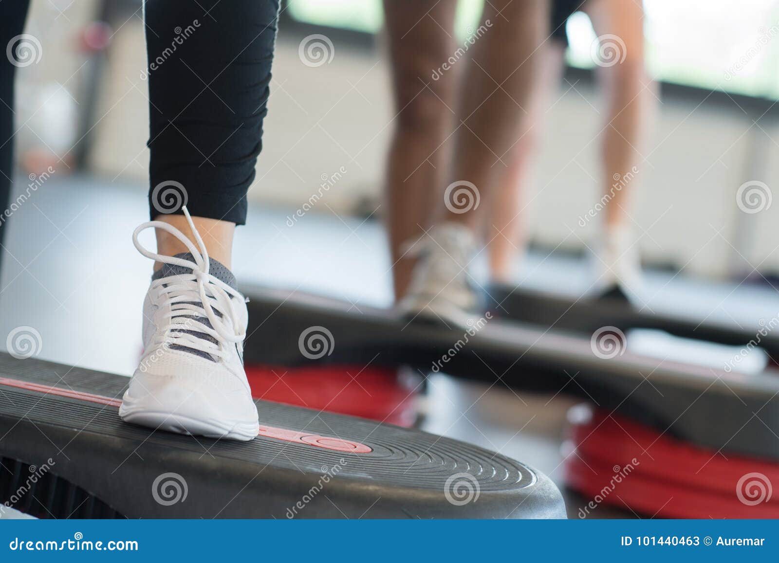 Close Up Feet on Step during Exercise Class Stock Image - Image of ...
