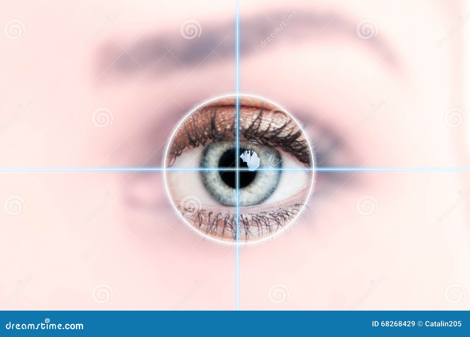 Close Up of Female Blue Eye Scanned for Access Stock Image - Image of ...