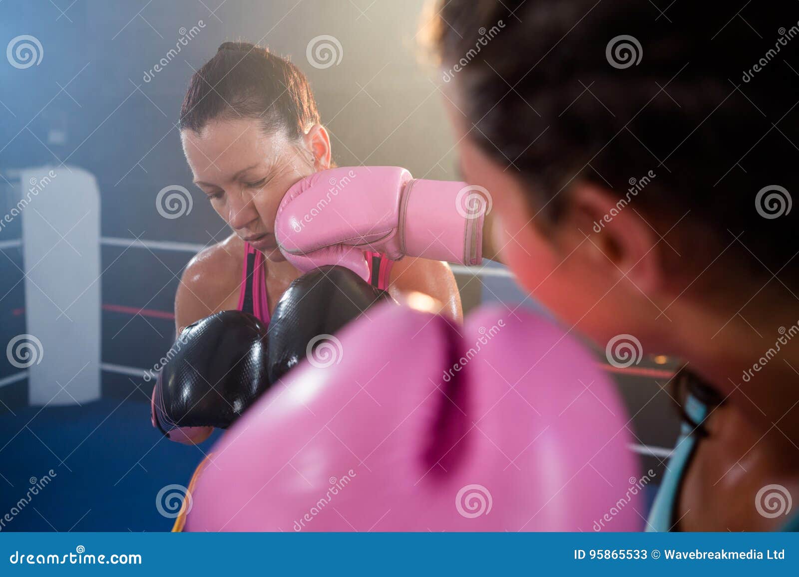 Close-up of Female Boxer Punching Athlete Stock Image - Image of ...