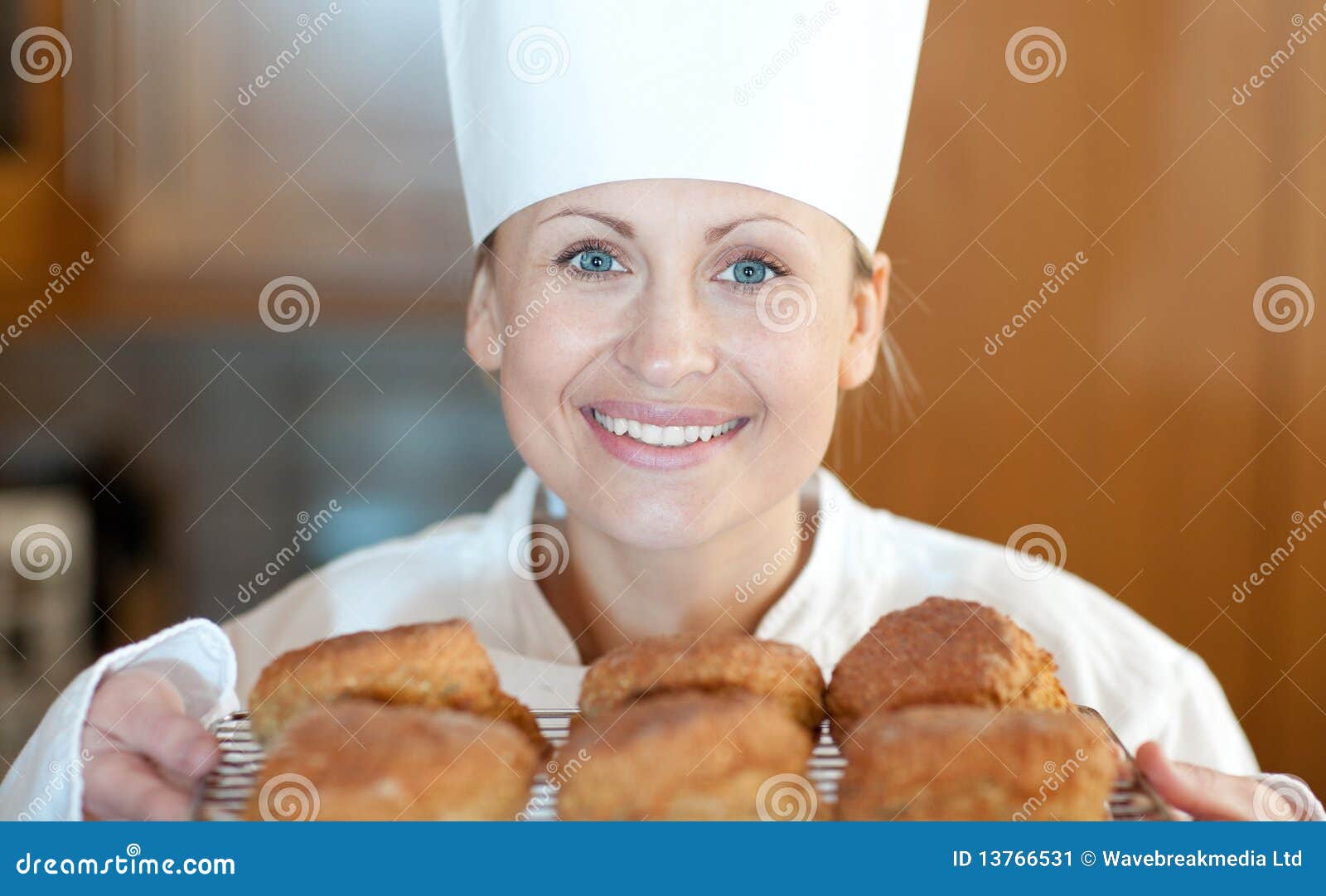 Close-up of a Female Chef Baking Scones Stock Image - Image of home ...