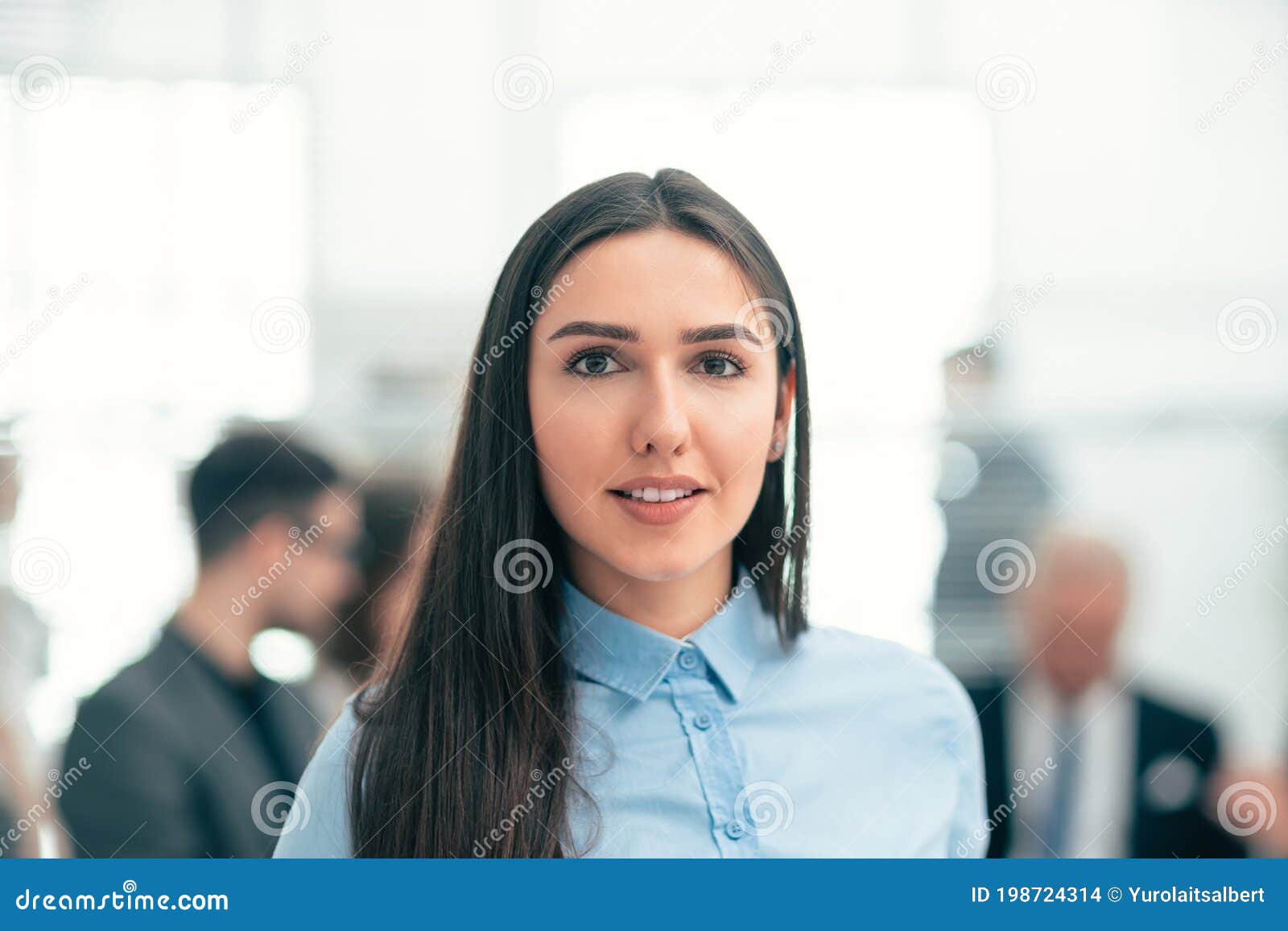 Close Up. Female Consultant Against the Background of a Modern Office ...
