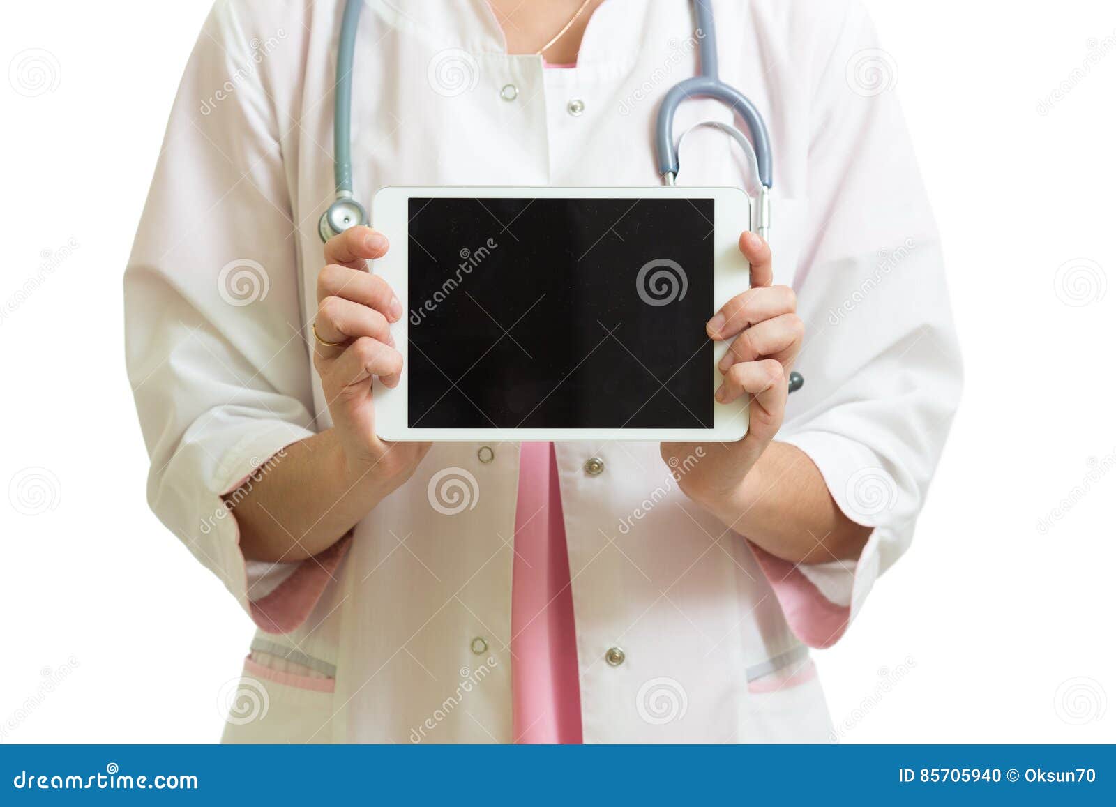 Close Up of Female Doctor Holding Tablet Pc Stock Photo - Image of ...