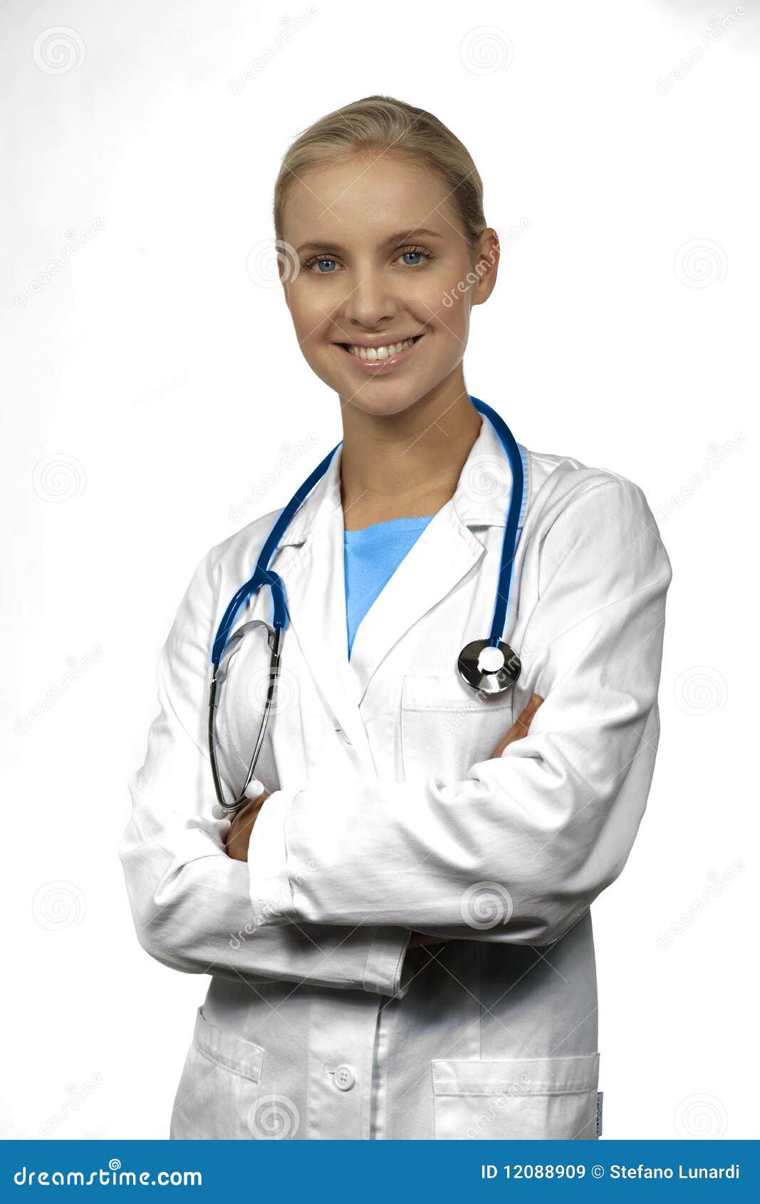 Close-up of a Female Doctor Smiling Stock Image - Image of blue ...