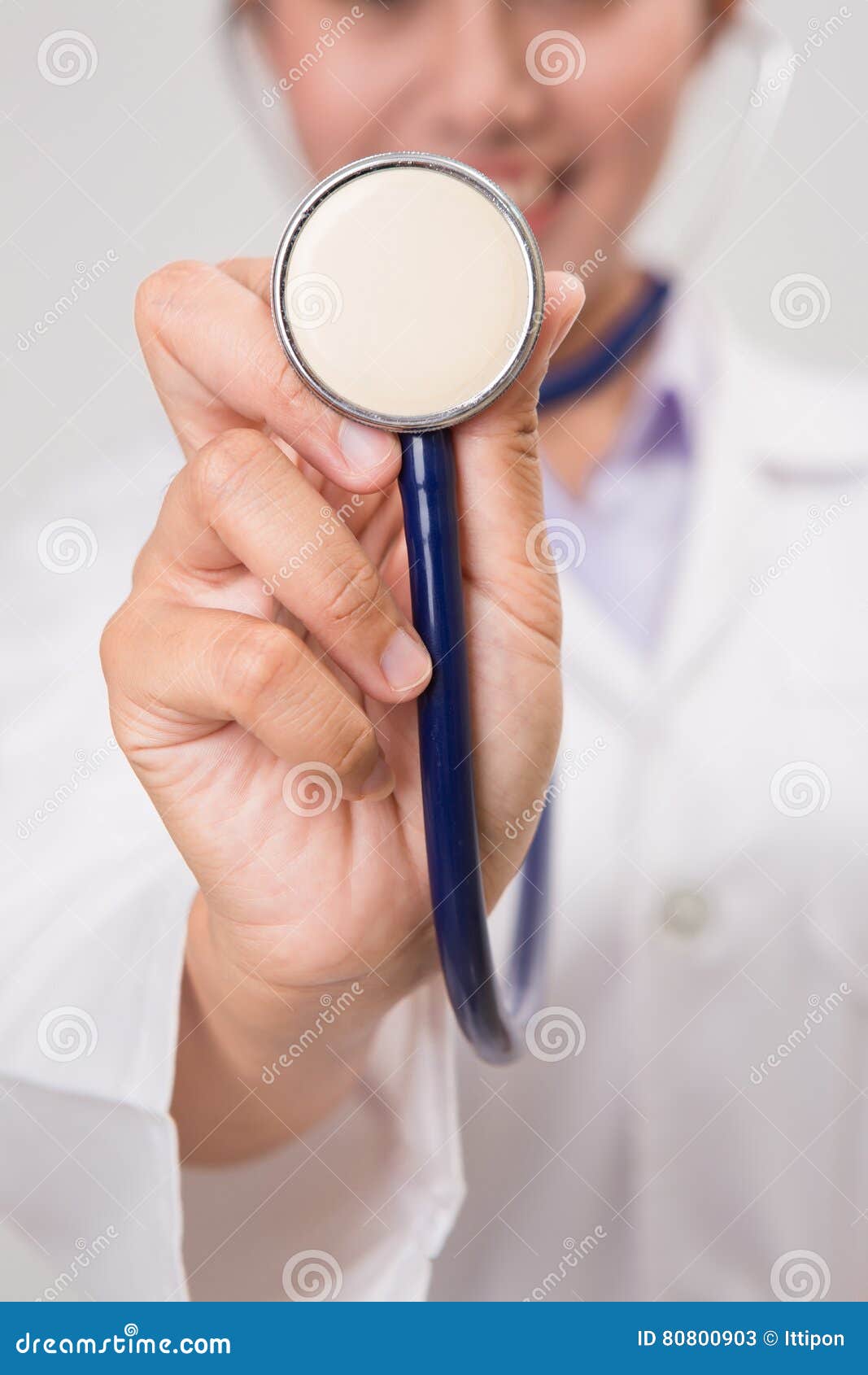 Close-up of Female Doctor Using Stethoscope Stock Image - Image of ...