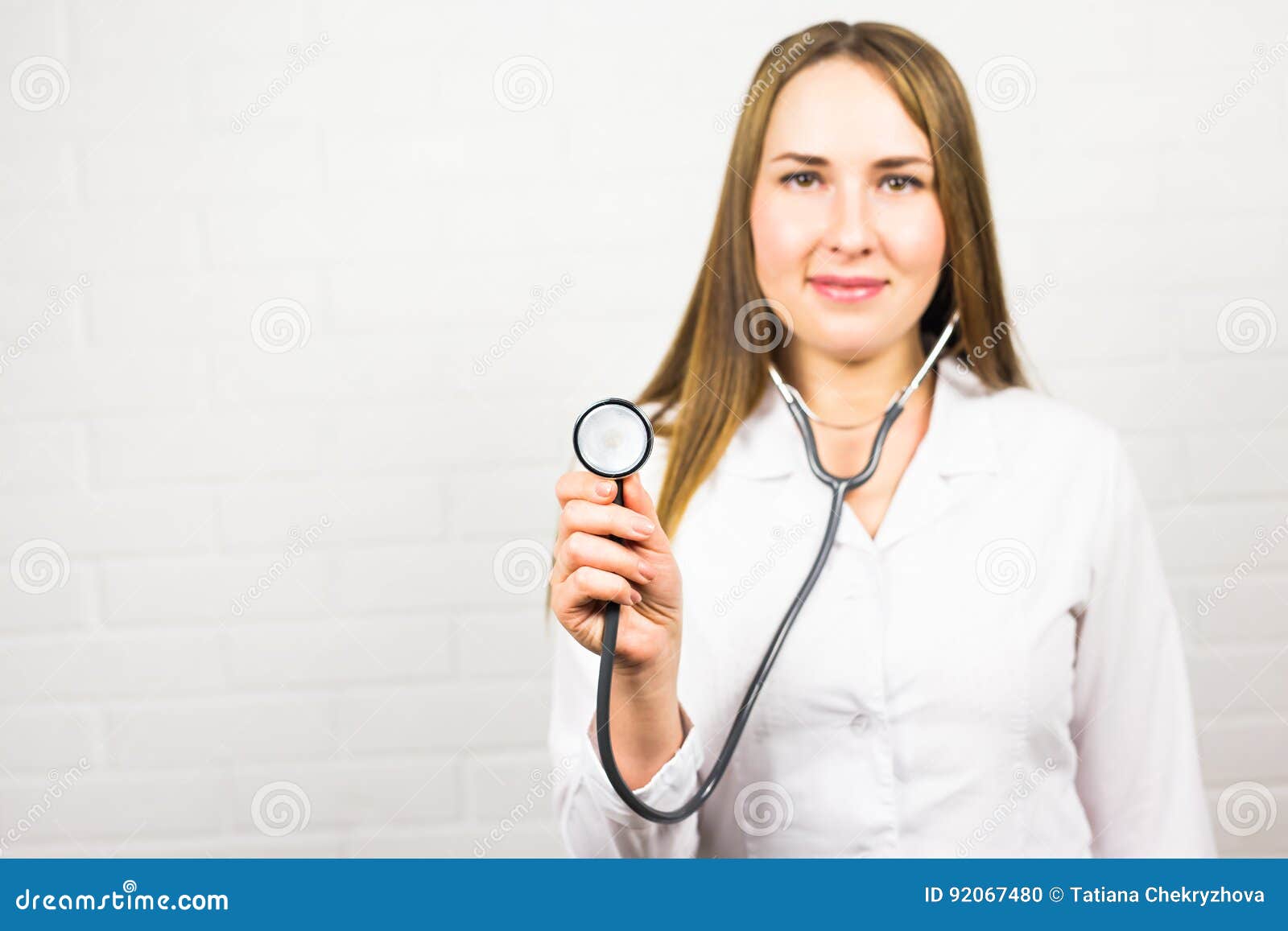 Close-up of Female Doctor Using Stethoscope , Focus on Stethoscope ...